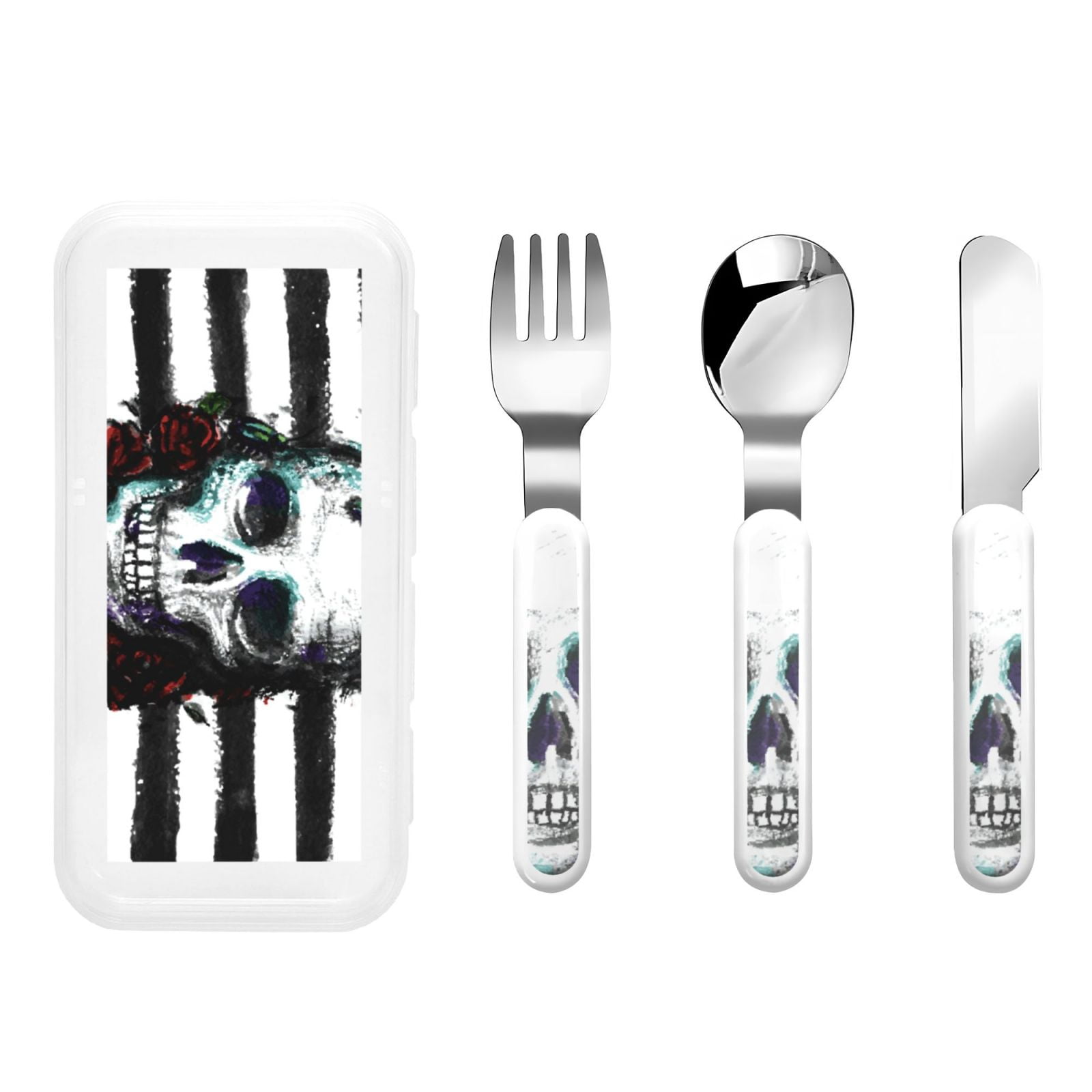 Kdxio Watercolor Skull Toddler Utensils Set - Kids Silverware Set, Set ...