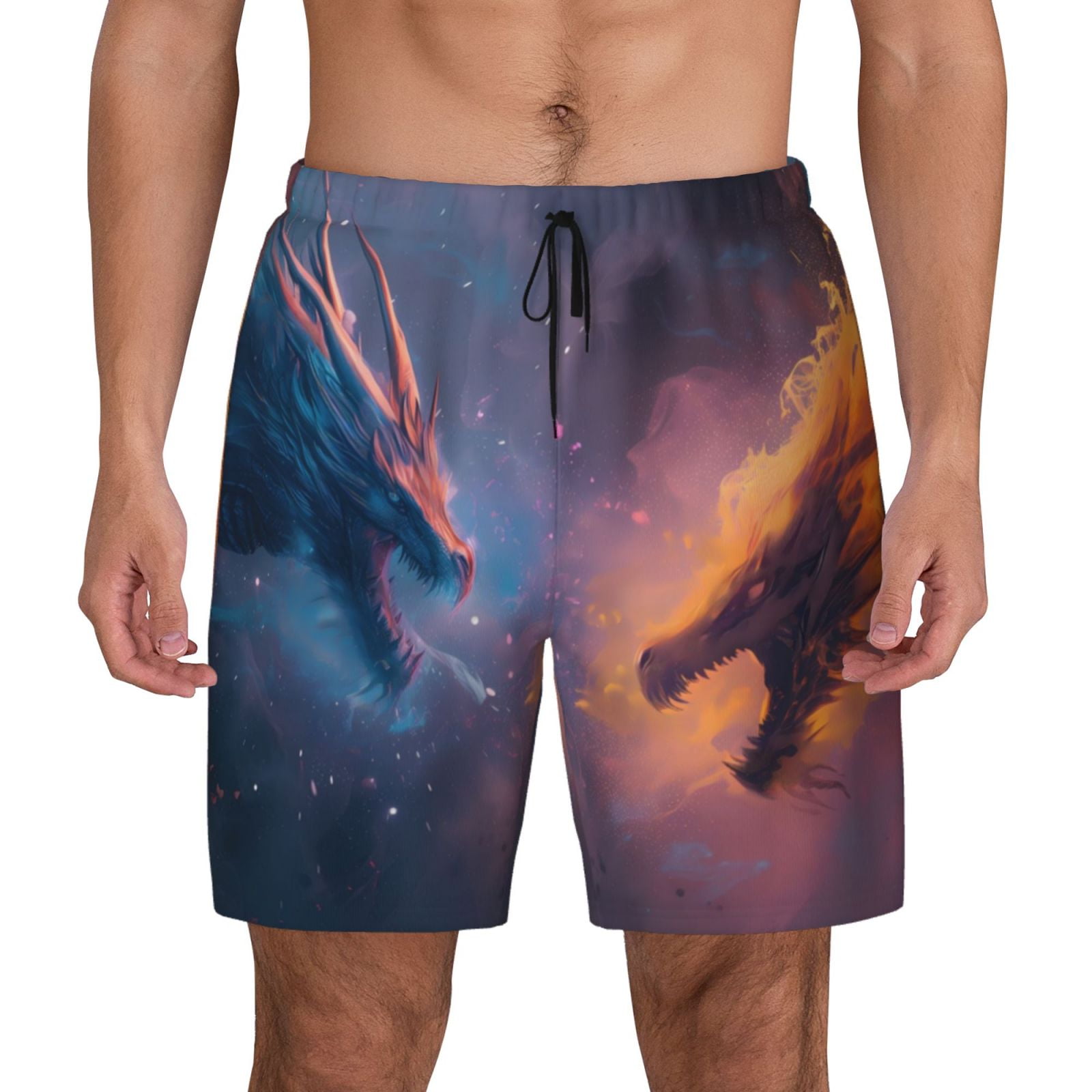 Kdxio Watercolor Sky Dragon Print Men's Swim Trunks with Compression ...