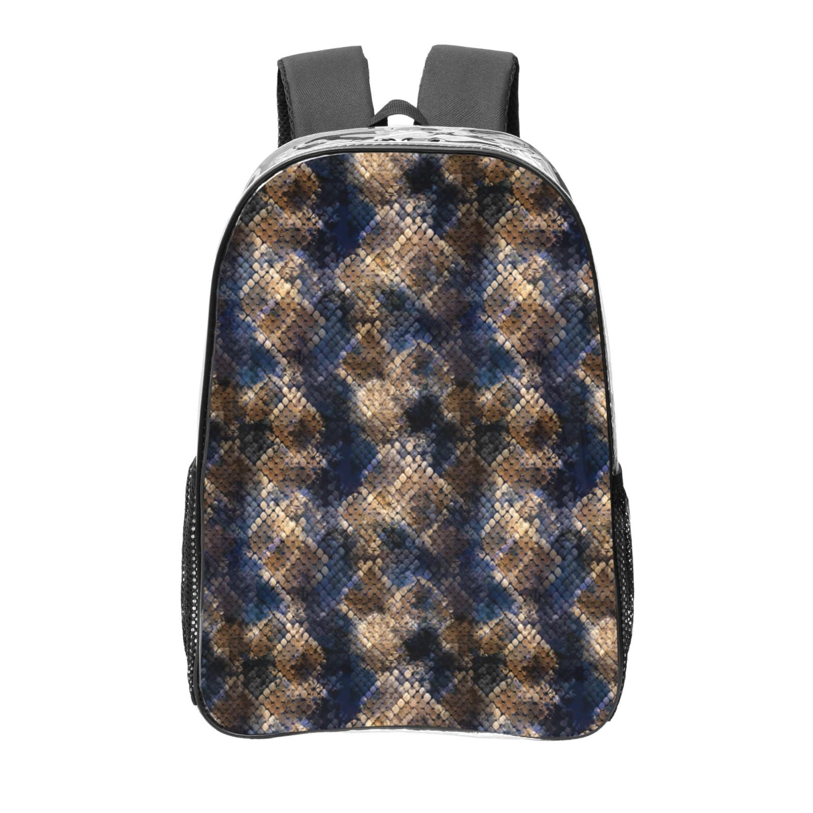 Kdxio Watercolor Snake Skin Clear Backpack, Transparent Bookbag for ...