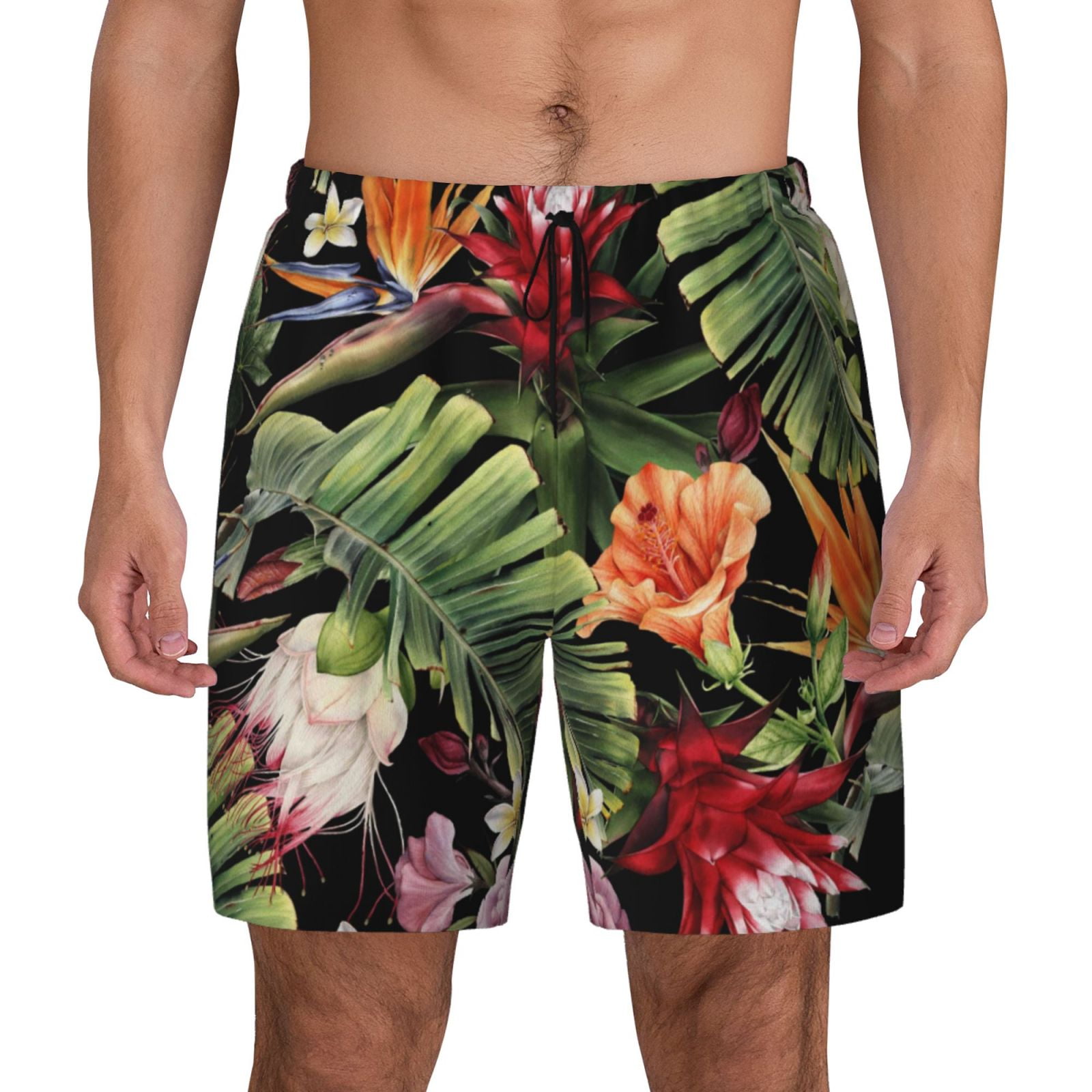 Kdxio Watercolor Tropical Flowers Print Men'S Swim Trunks With ...
