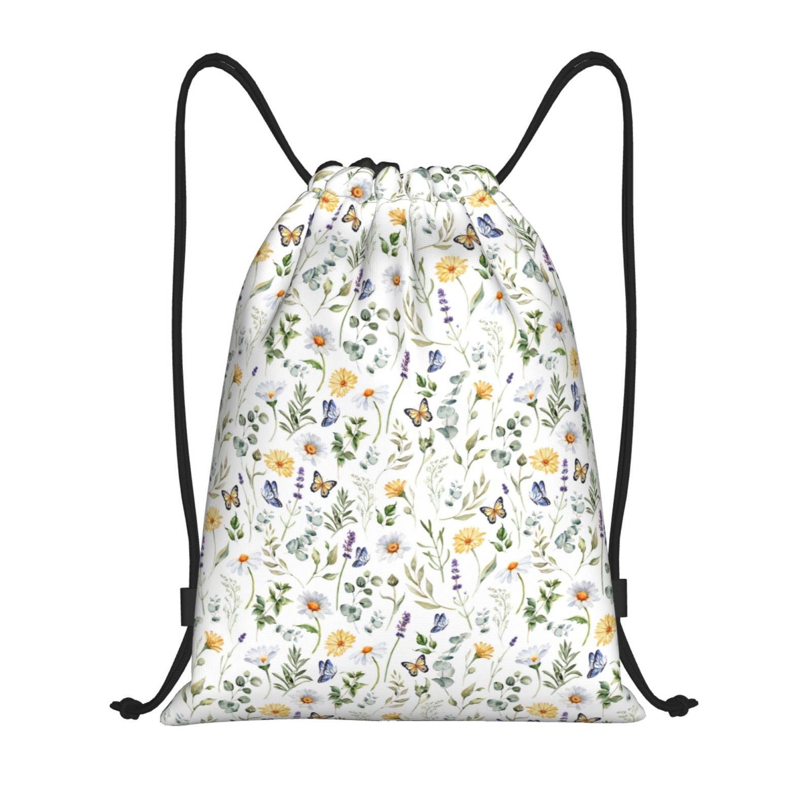 Kdxio Watercolor Wildflower 2 Print Drawstring Backpack Bag,Waterproof ...