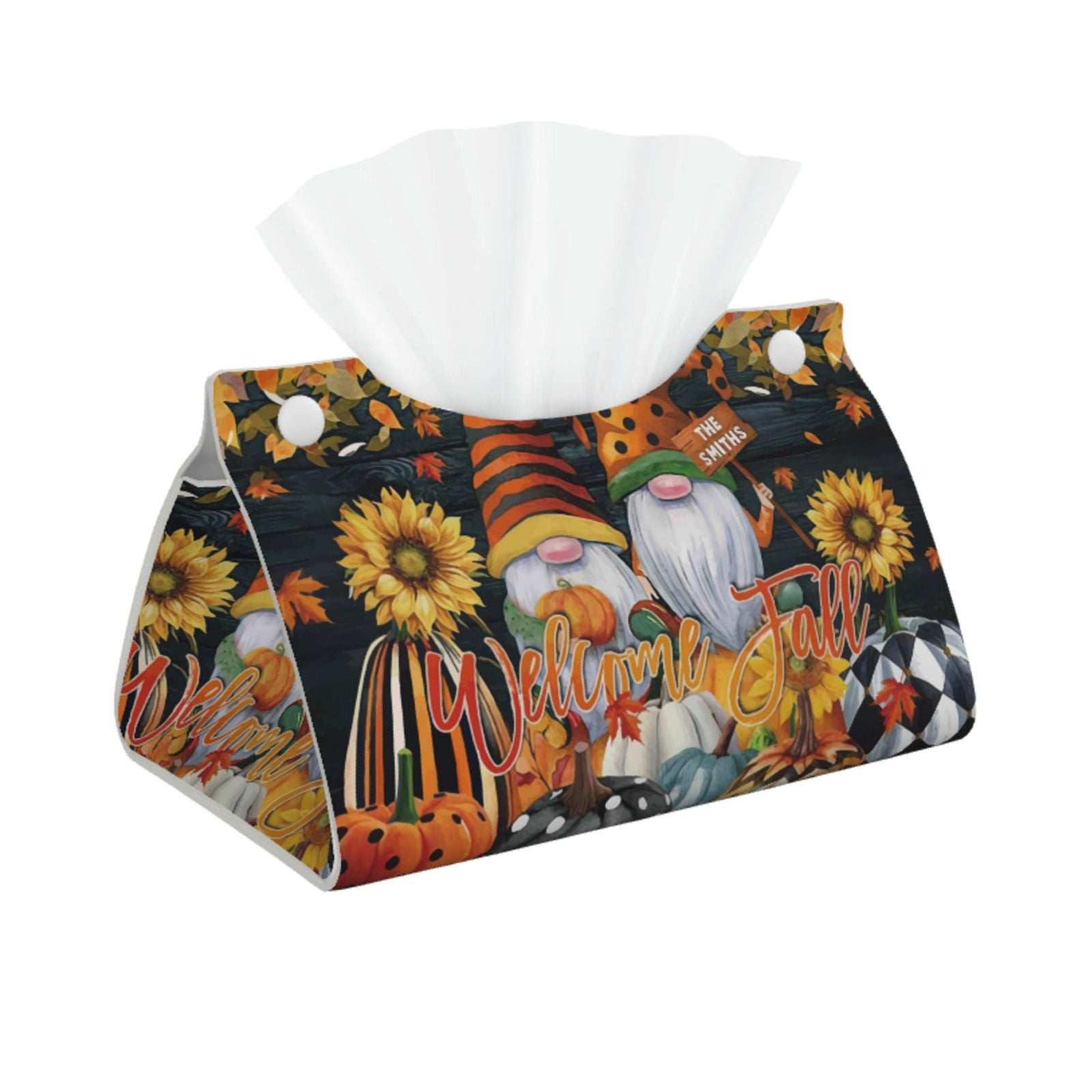 Kdxio Welcom Fall Print Tissue Box Cover,Modern PU Leather Rectangular ...