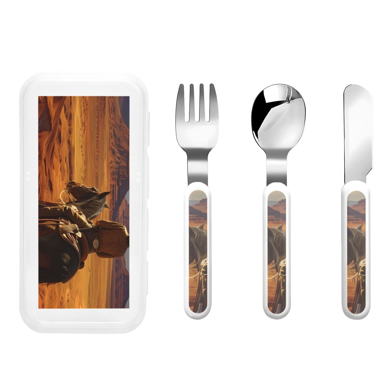 Kdxio Western Desert Cowboy Cloud Toddler Utensils Set - Kids ...