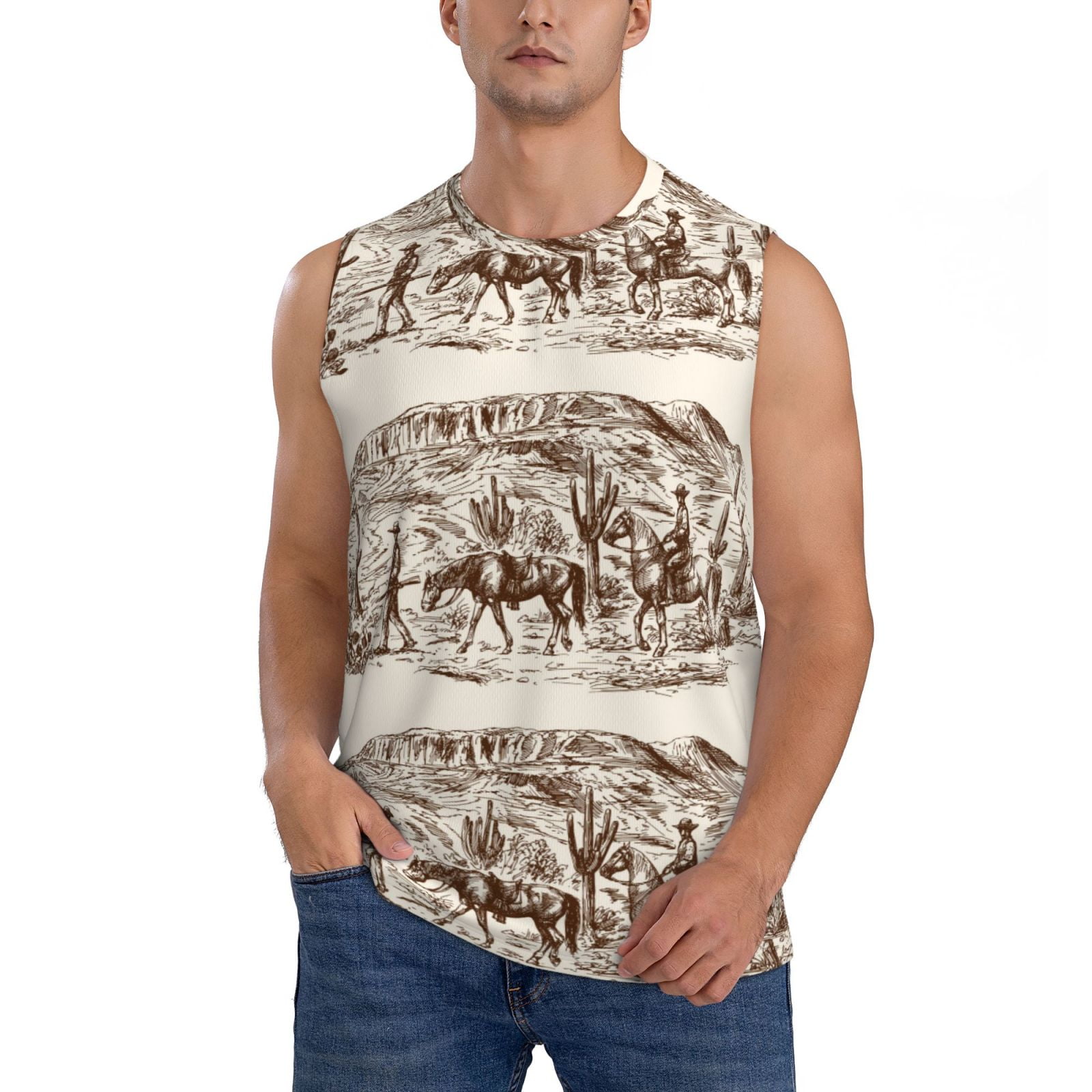 Kdxio Western Desert Cowboys2 for Men's Muscle T-shirt,Sleeveless for ...