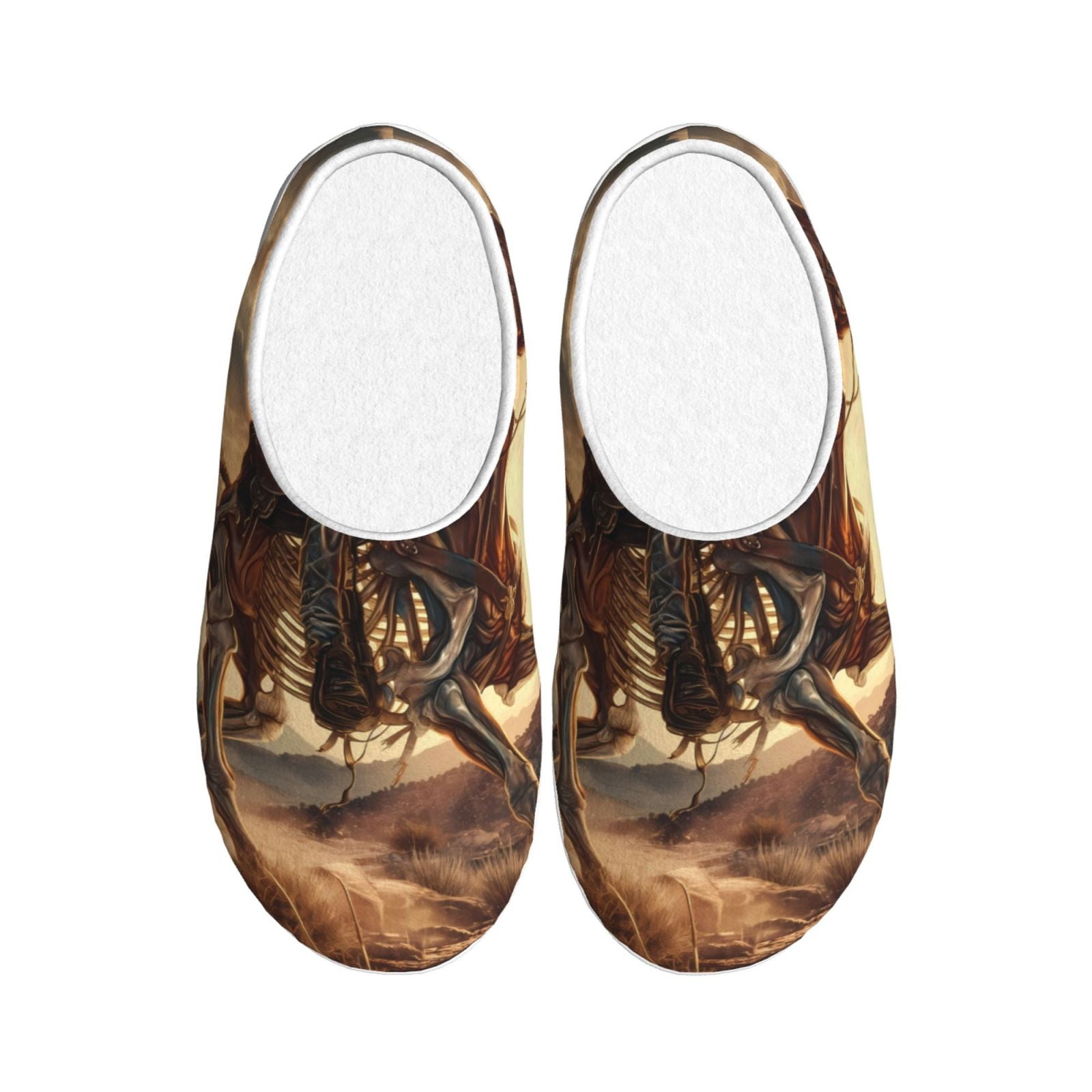 Kdxio Western Skeleton Cowboy Horse Women's Men's Slippers Plush Slip ...