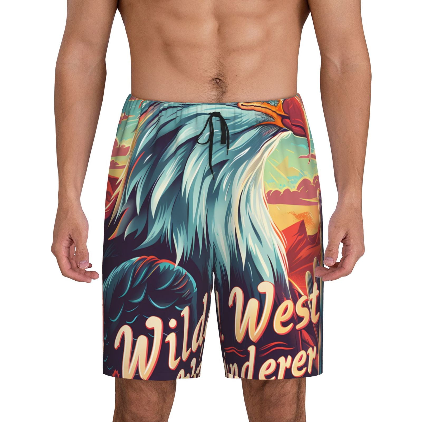 Kdxio Western Style Bald Eagle Print Mens Sleep Shorts Bottoms Soft ...