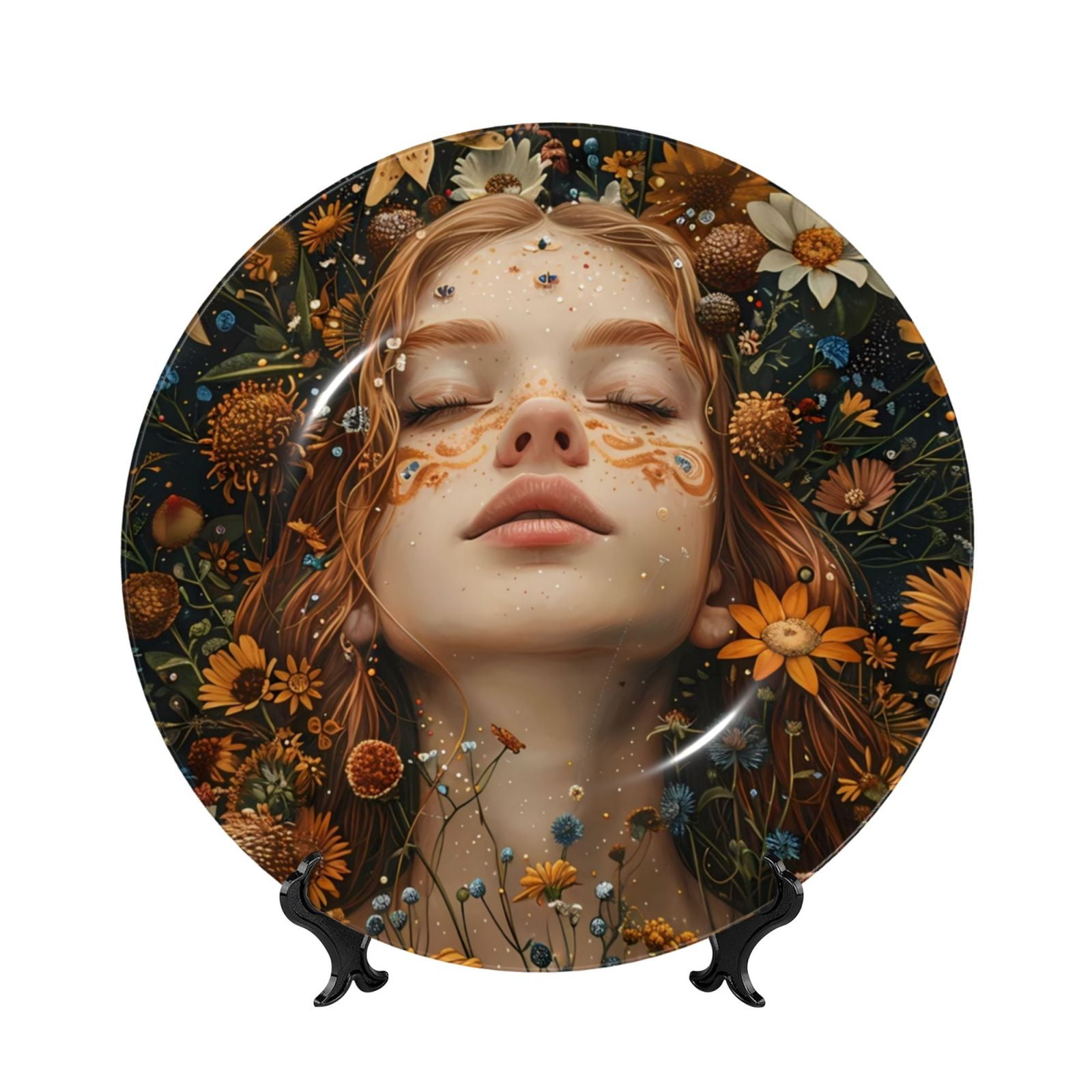 Kdxio Whimsical Flower Crown Maiden Bone China Decorative Plate Ceramic ...
