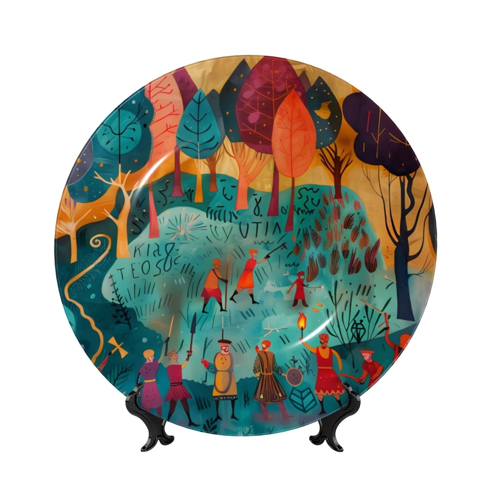 Kdxio Whimsical Forest Scene Bone China Decorative Plate Ceramic ...