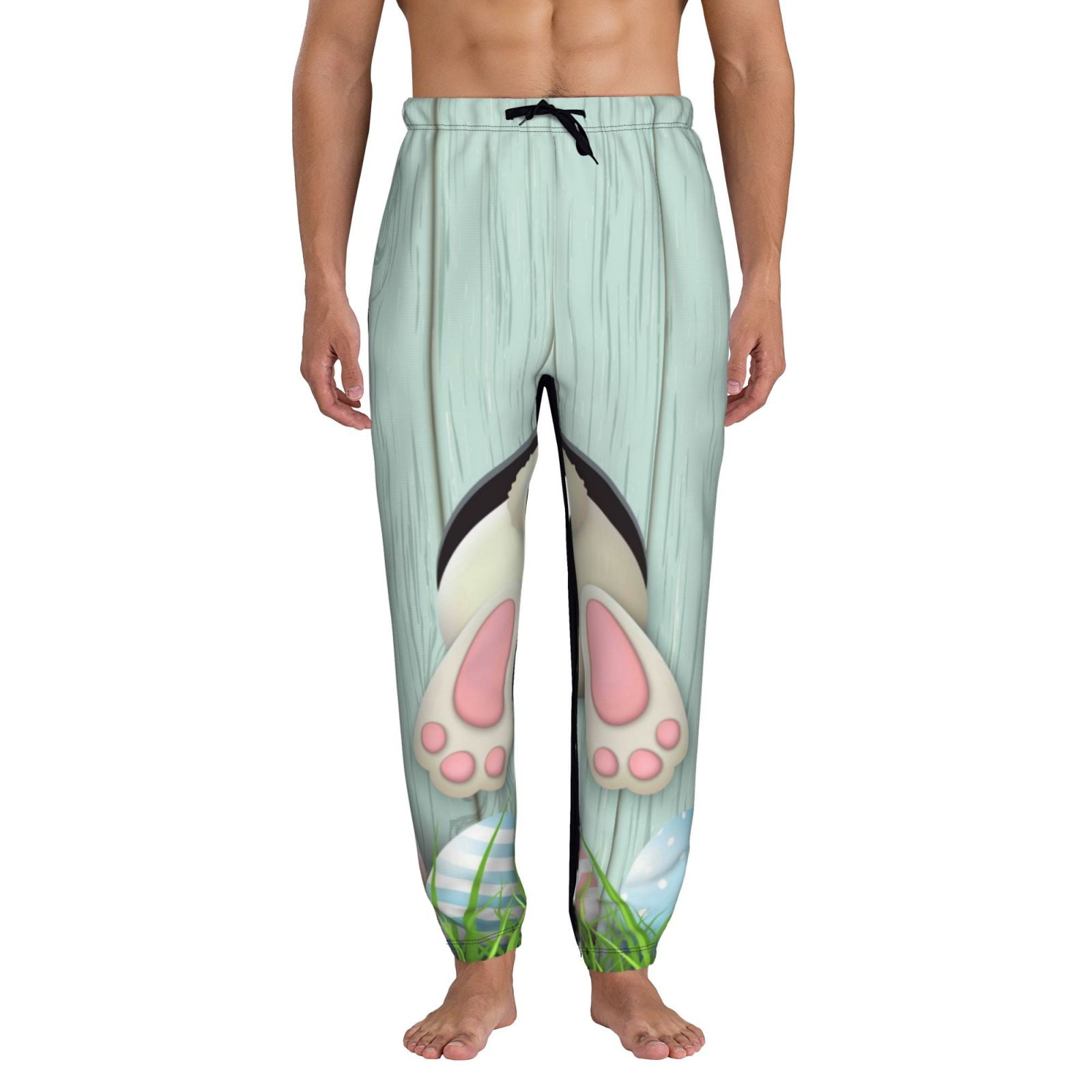 Kdxio White Bunny Bottom And Easter Eggs Pattern Joggers,Sweatpants for ...