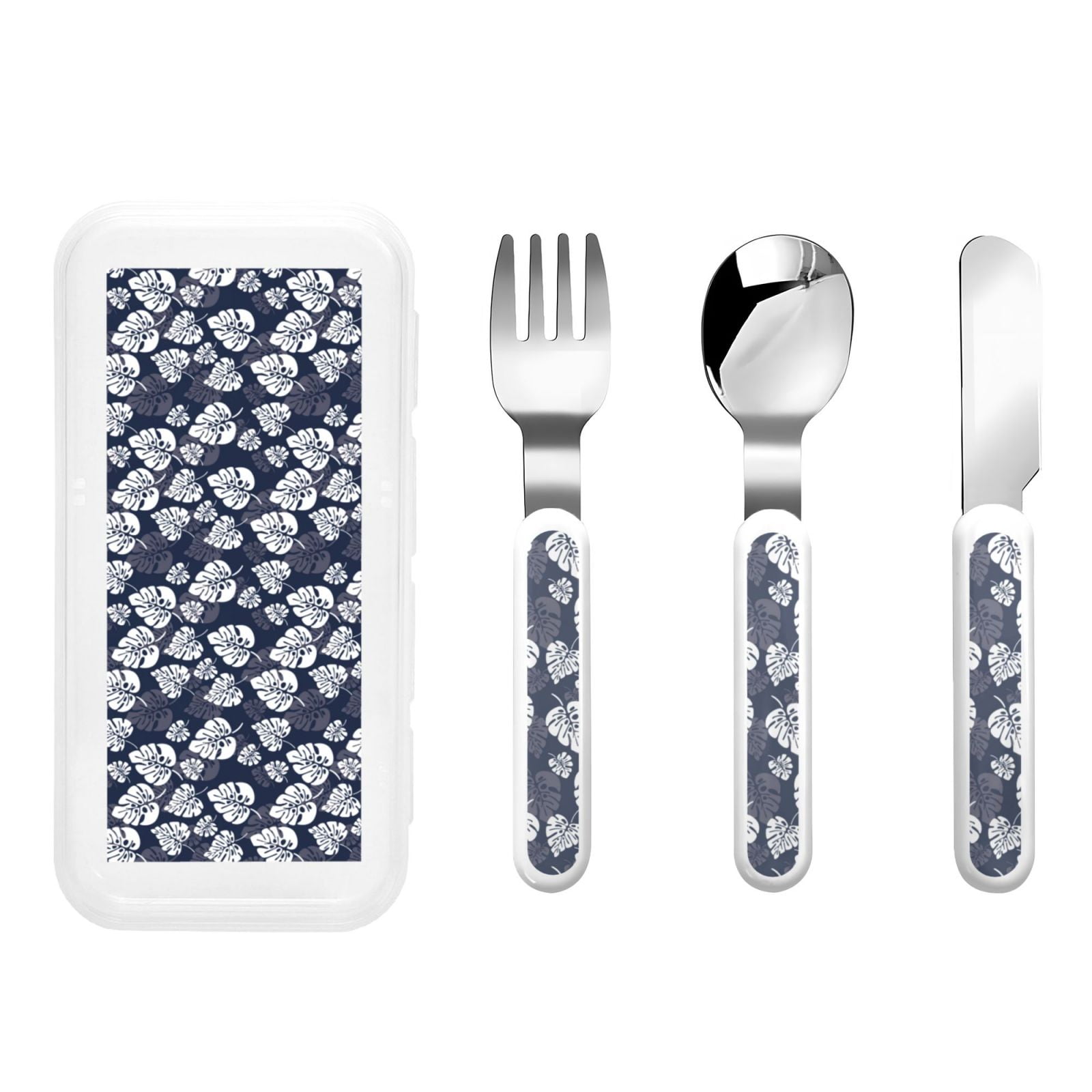 Kdxio White Leaves Toddler Utensils Set - Kids Silverware Set, Set Kids ...
