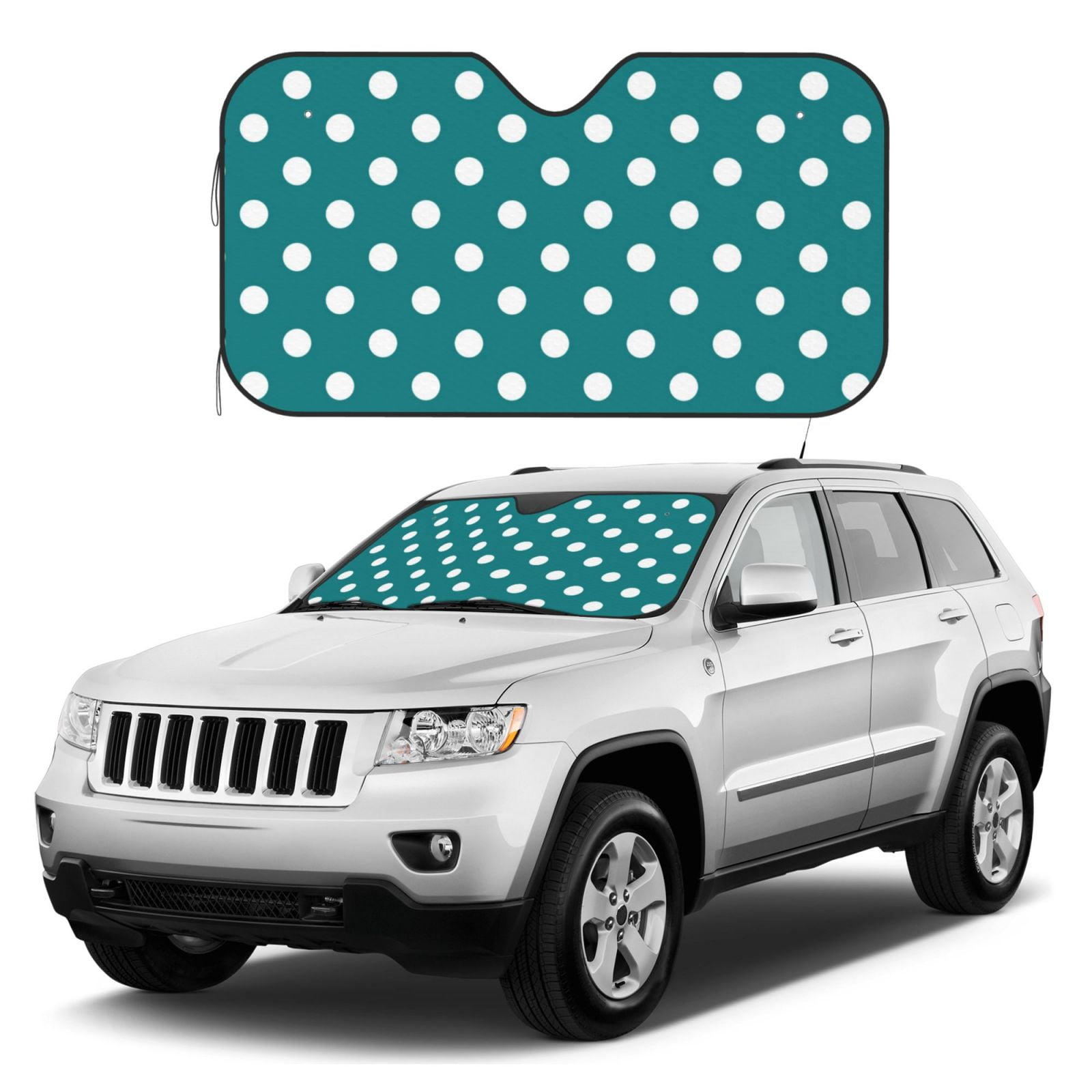 Kdxio White Polka Dots With Teal Background Print Windshield Sun Shade ...
