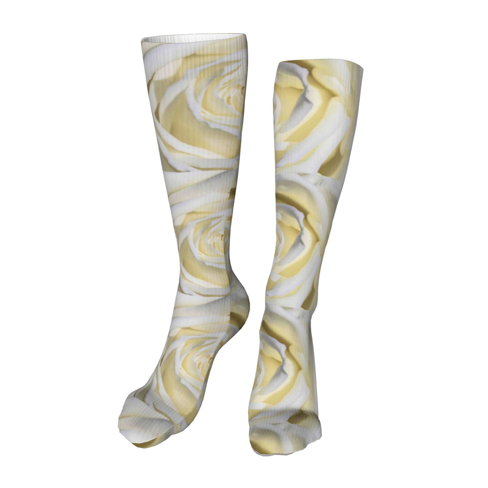Kdxio White Rose Funny Silky Novelty Funky Long Knee High Socks Soft 3D ...