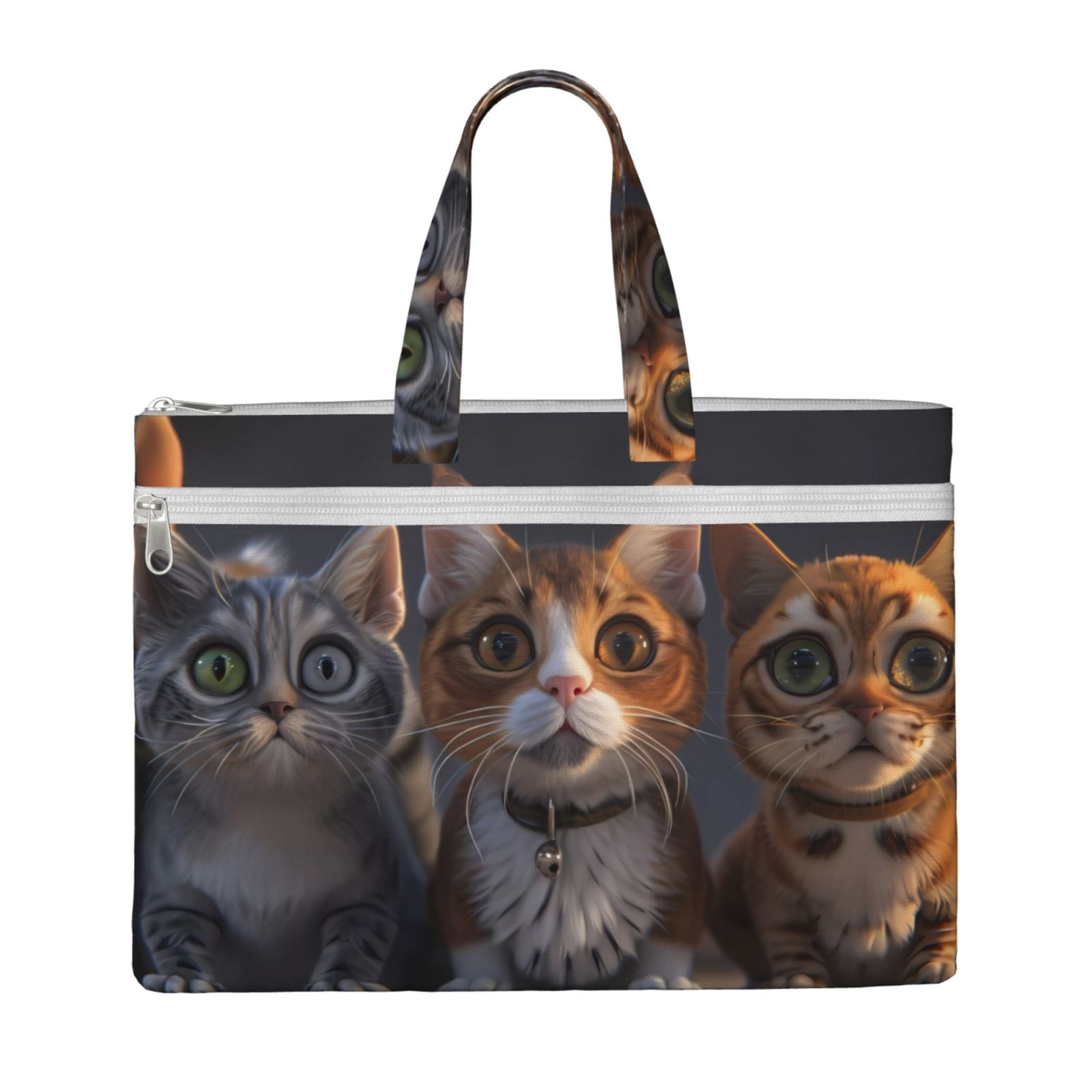 Kdxio Wide Eyed Cartoon Cats File Tote Document Bag Business Briefcase ...
