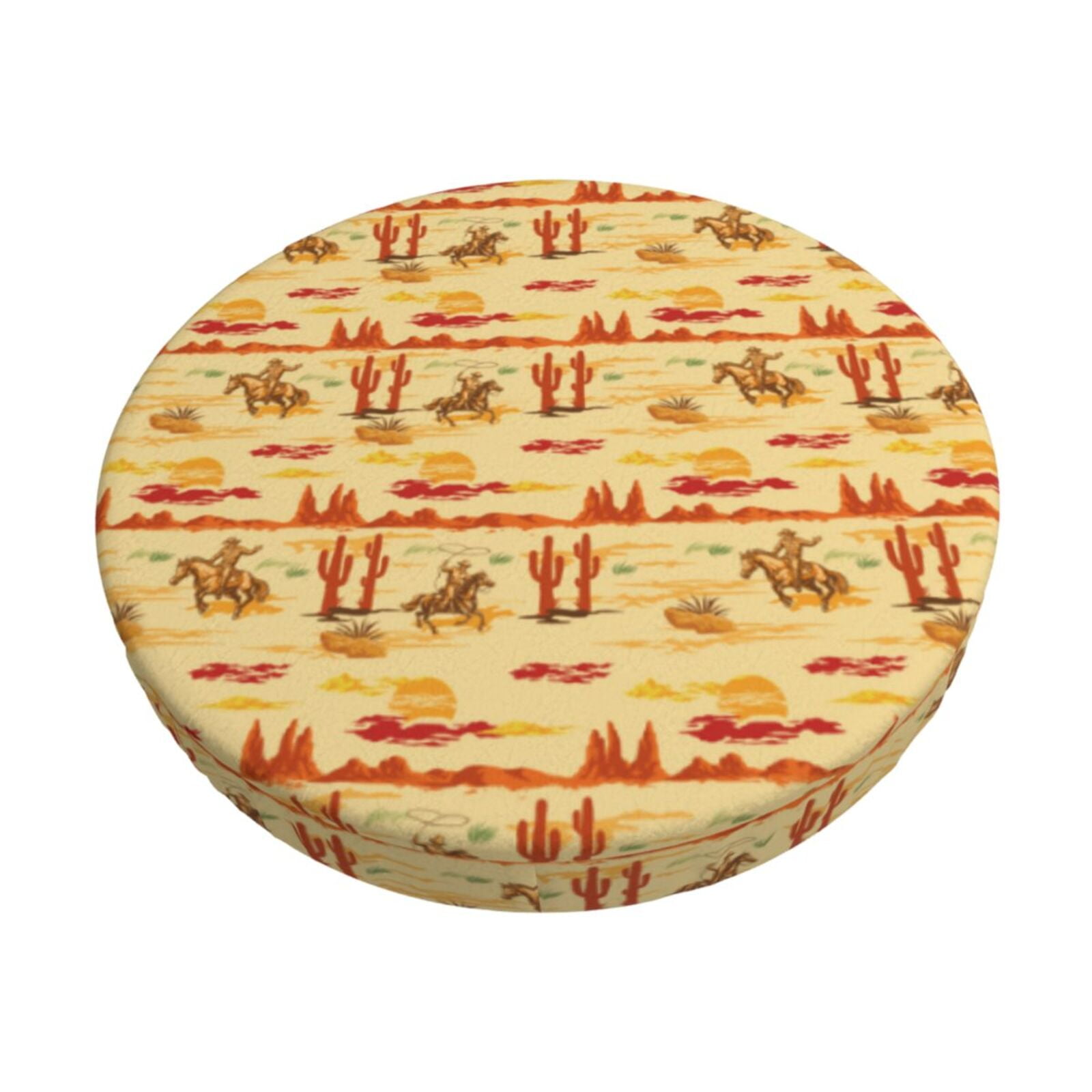 Kdxio Wild West Colorful Print Stool Covers Round,Stretch Round Bar ...