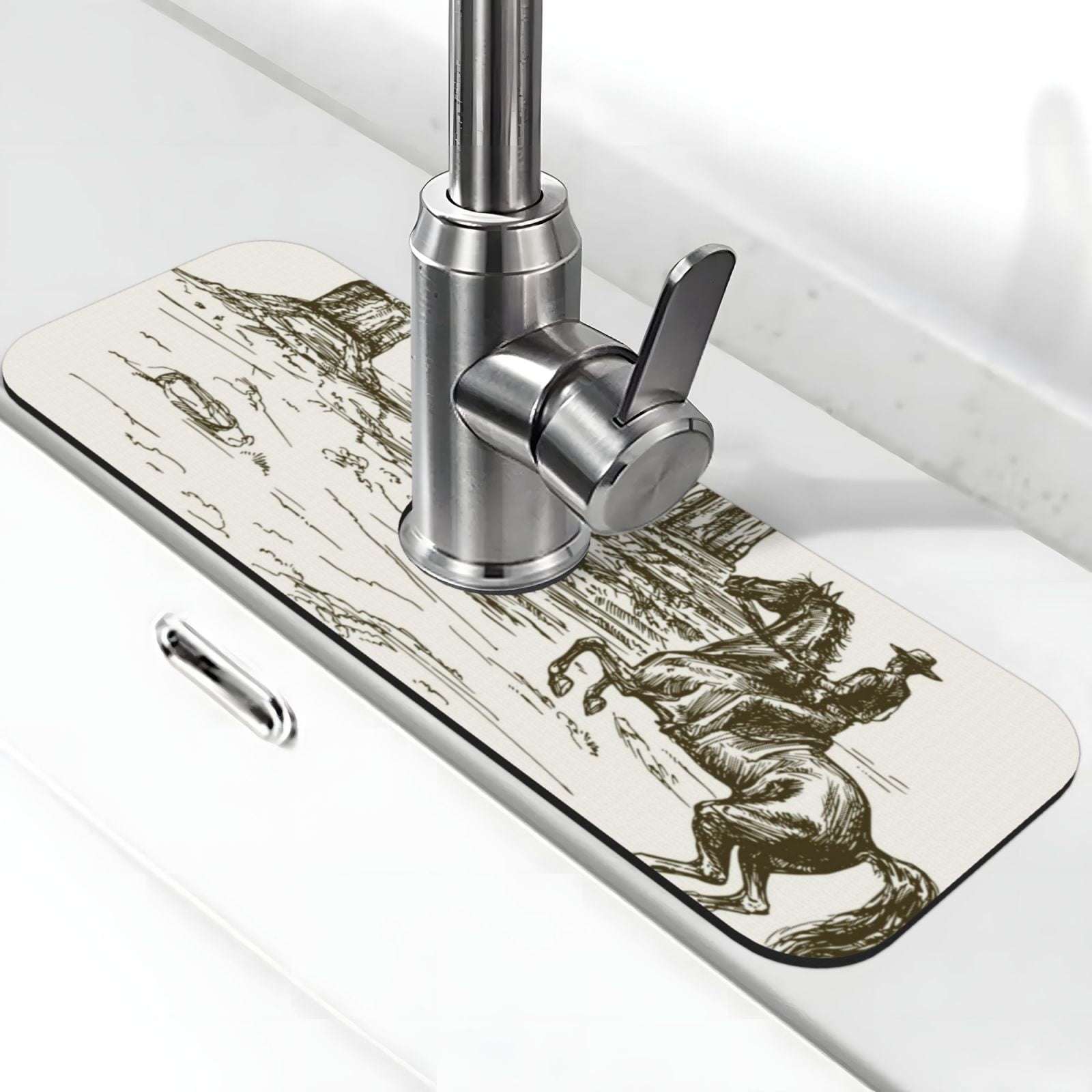 Kdxio Wild West Desert With Cowboy Pattern Non-Slip Diatom Mud Faucet ...