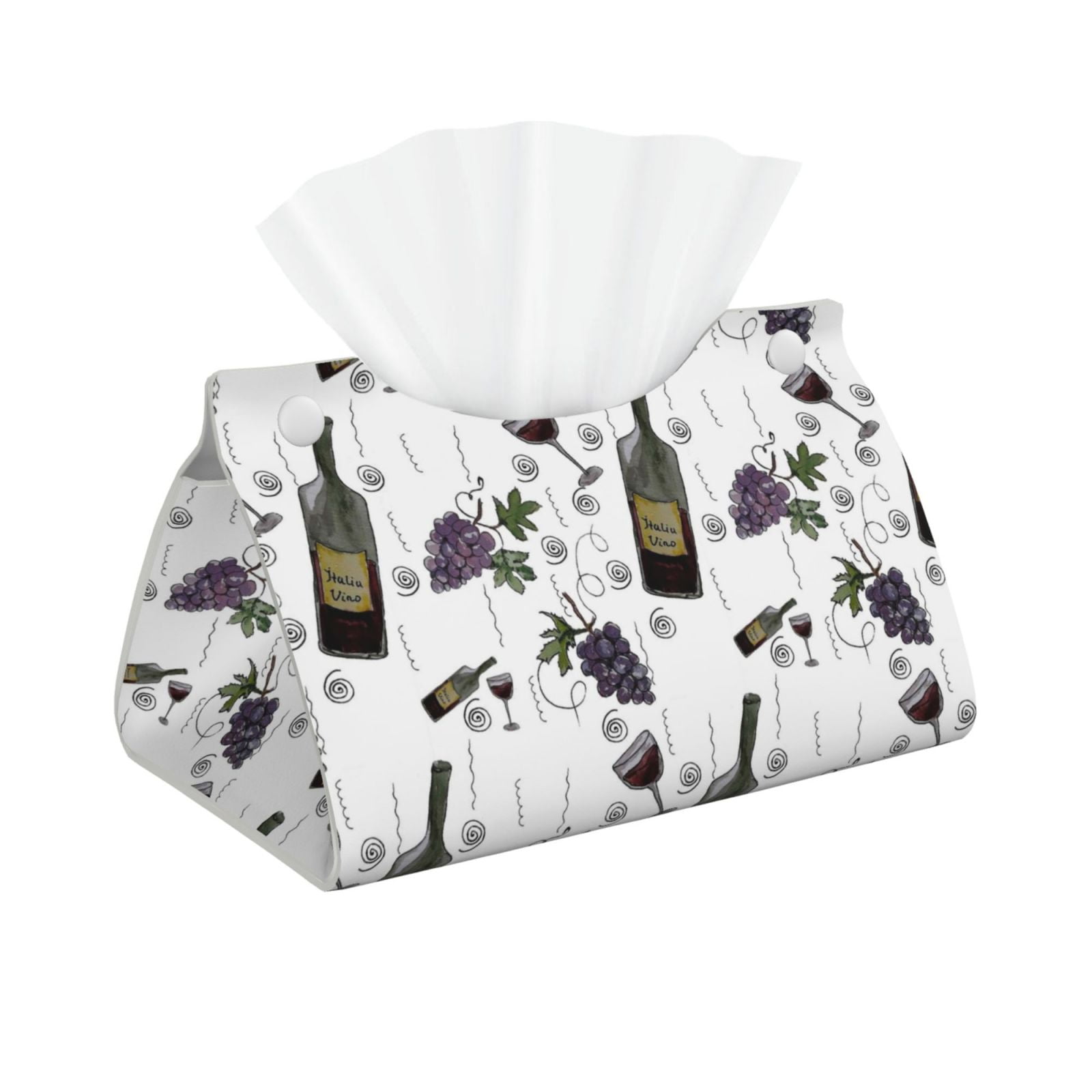 Kdxio Wine Bottles And Grapes Print Tissue Box Cover,Modern PU Leather ...