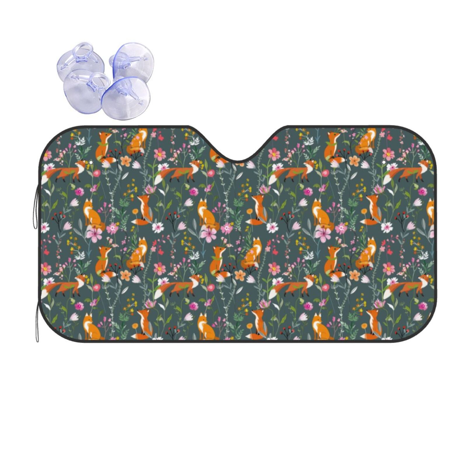 Kdxio Wolf Fox In Flower Forest Print Front Windshield Sun Shade ...