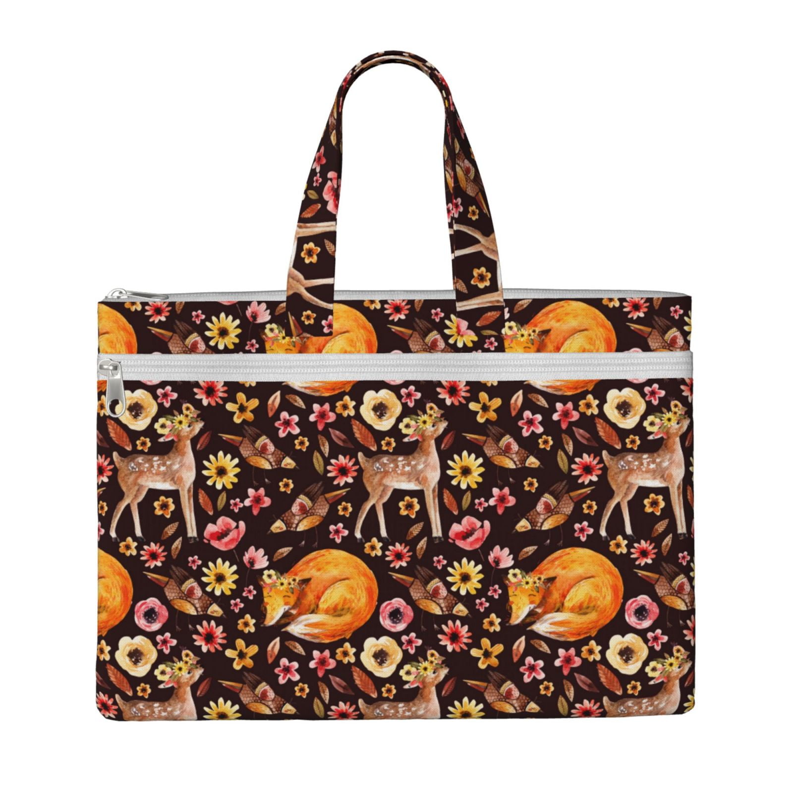 Kdxio Woodland Creatures Floral File Tote Document Bag Business ...