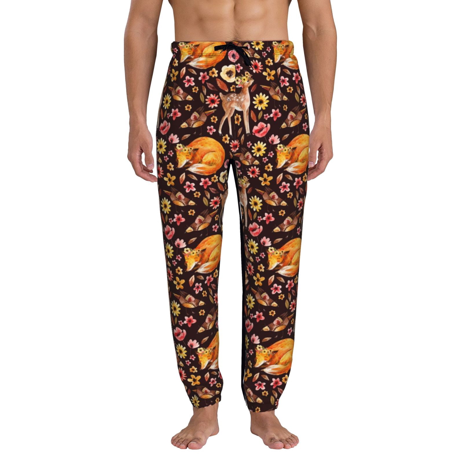 Kdxio Woodland Creatures Floral Pattern Joggers,Sweatpants for Men with ...
