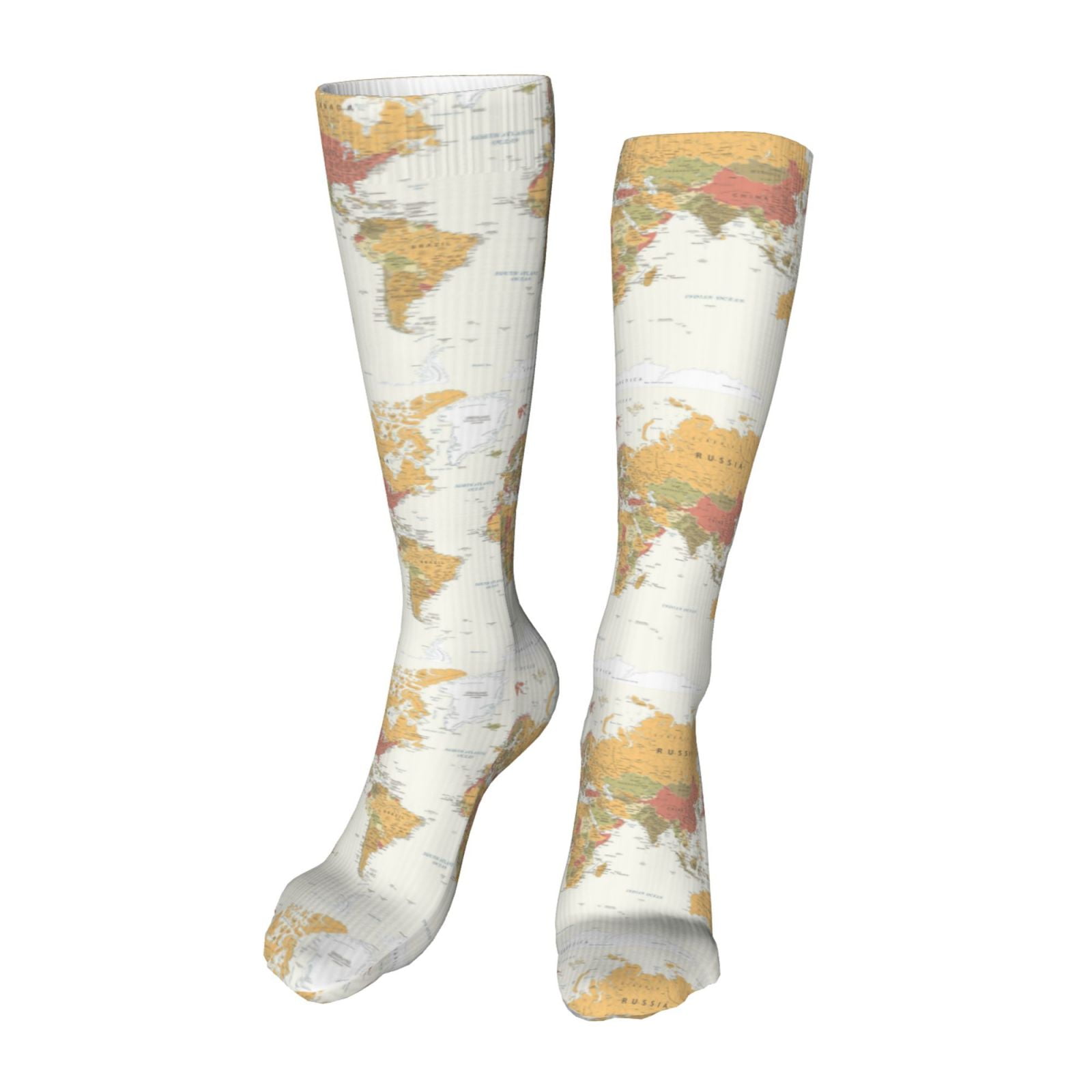 Kdxio World Map 1 Funny Silky Novelty Funky Long Knee High Socks Soft ...
