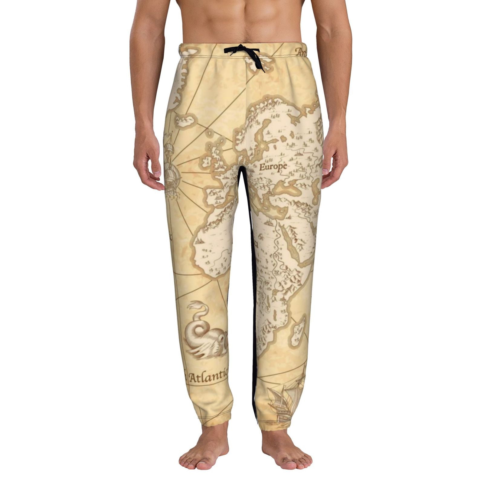 Kdxio World Map Pattern Joggers,Sweatpants for Men with Pockets-Small ...