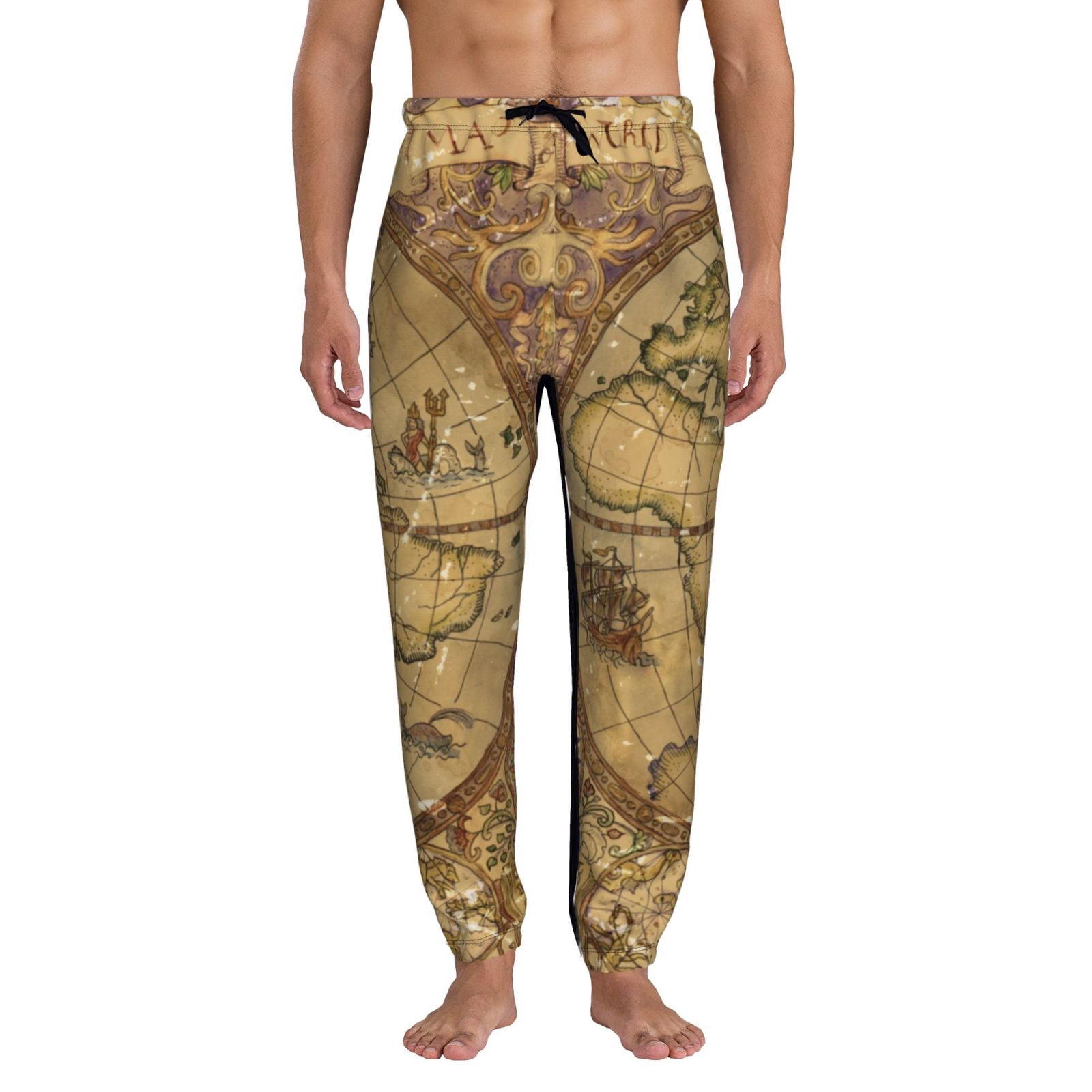 Kdxio World Map1 Pattern Joggers,Sweatpants for Men with Pockets-Small ...