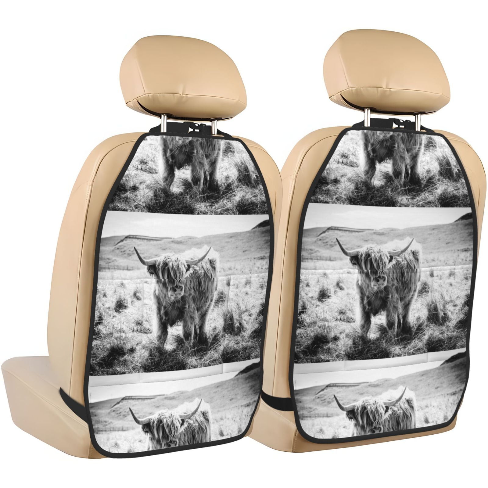 Kdxio Yak Print 2 Pack Car Kick Mat Seat Cover Back Protector Mat with ...