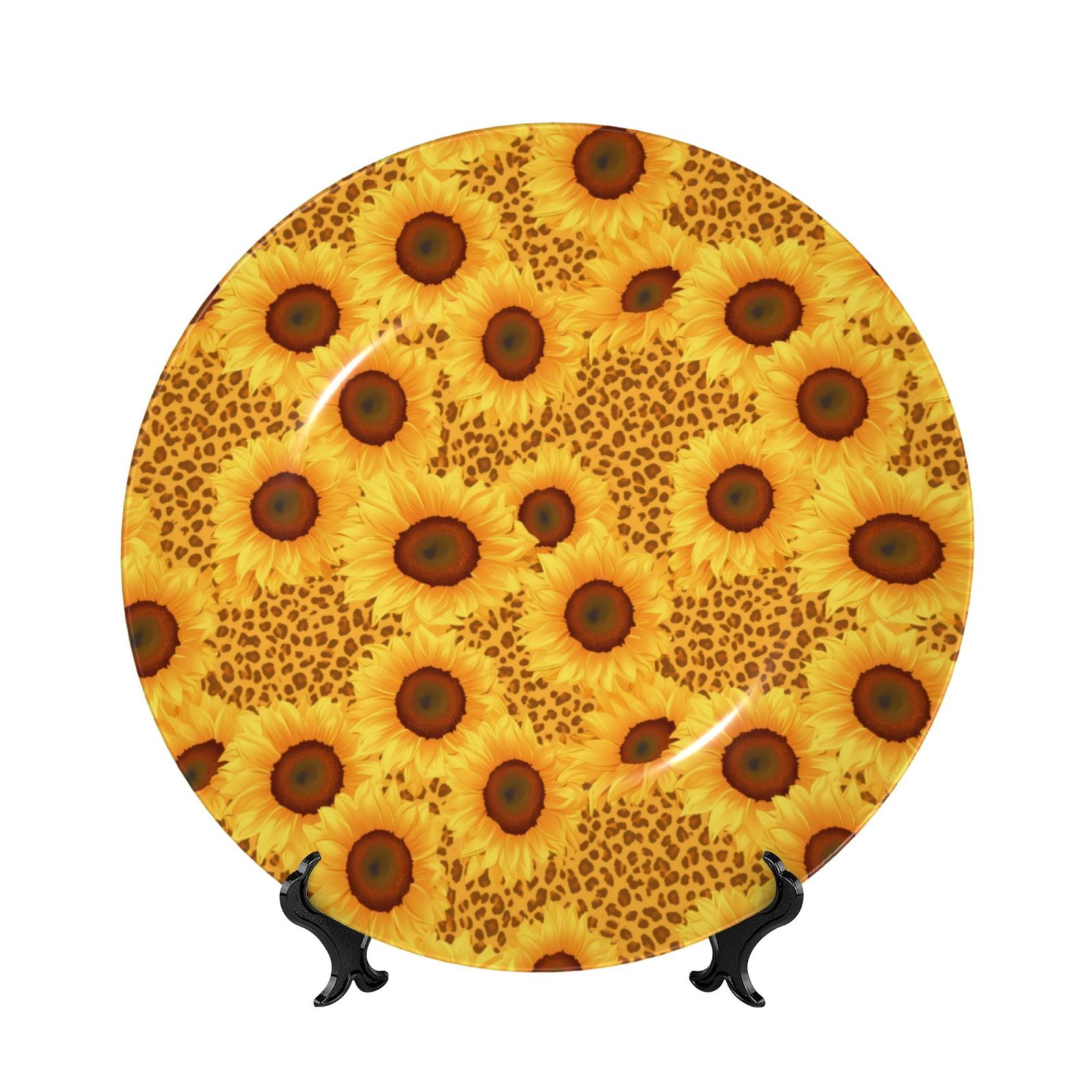 Kdxio Yellow Leopard Print Sunflower Bone China Decorative Plate ...