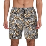 Kdxio Zebra Print Men's Swim Trunks with Compression Liner 7 Inch ...