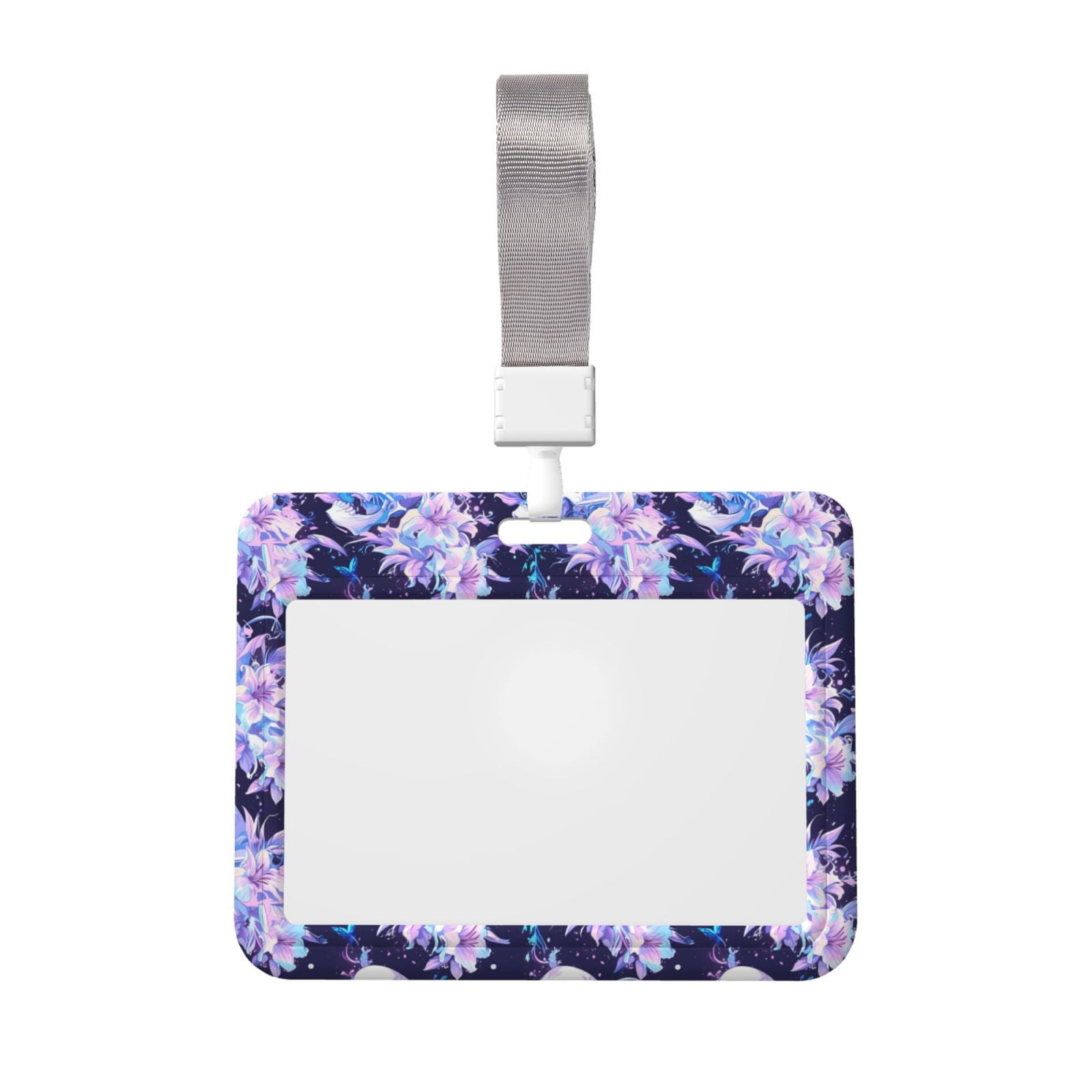 Kdxio blue starry sky Skull flower Card Badge Holder Work Badge Sleeve ...