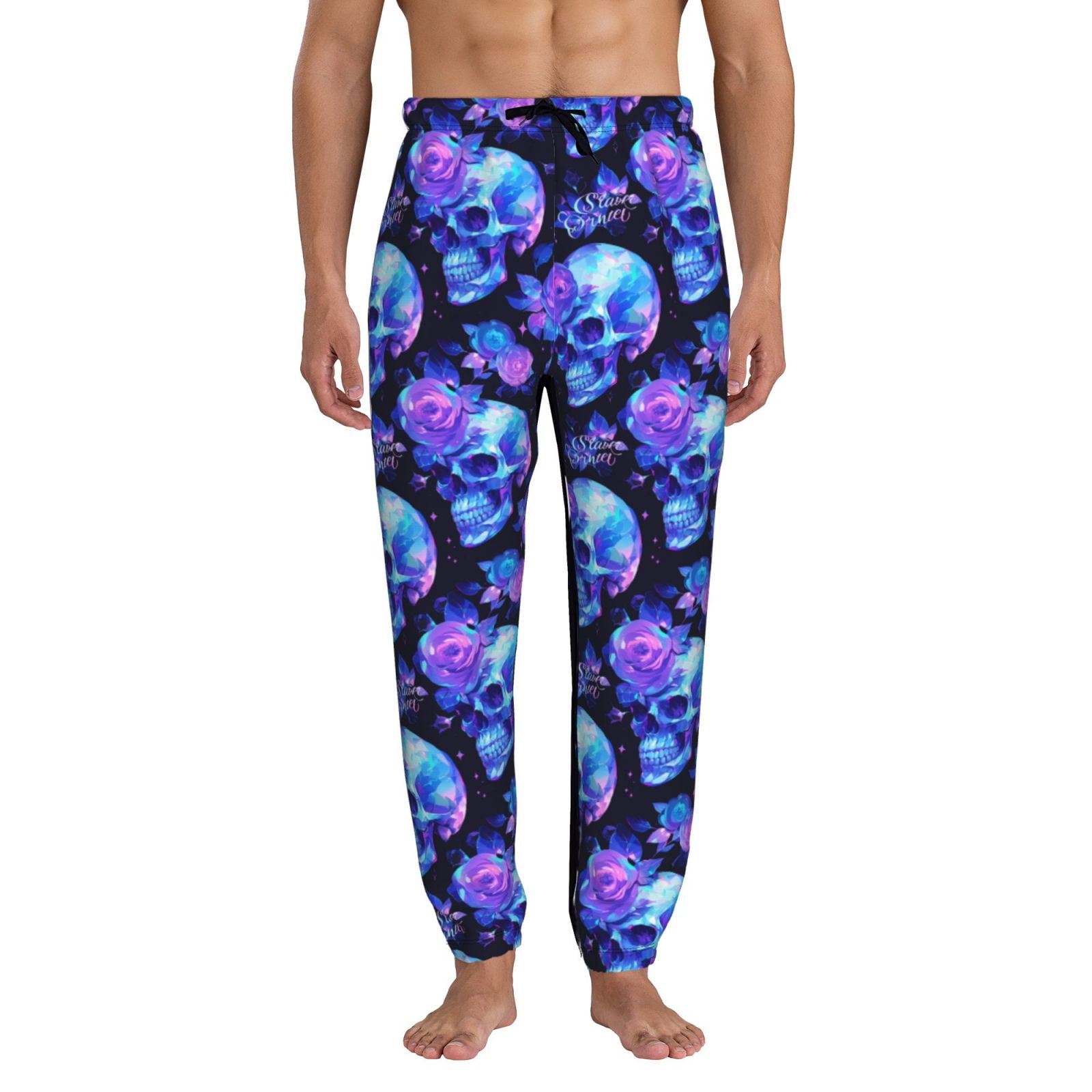 Kdxio cool crystal Skull flower Pattern Joggers,Sweatpants for Men with ...