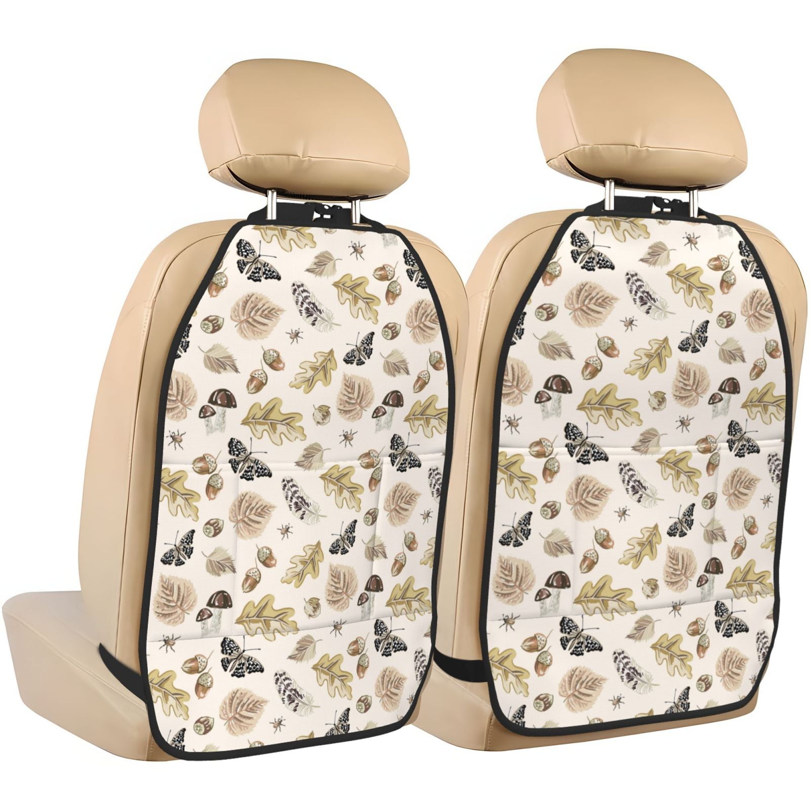 Kdxio nuts leaf Butterfly Print 2 Pack Car Kick Mat Seat Cover Back ...