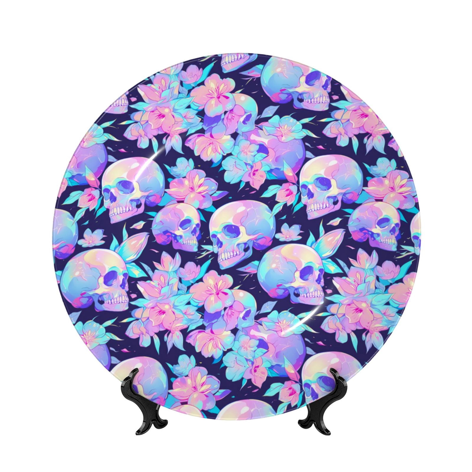 Kdxio pinkk flower crystal Skull Bone China Decorative Plate Ceramic ...