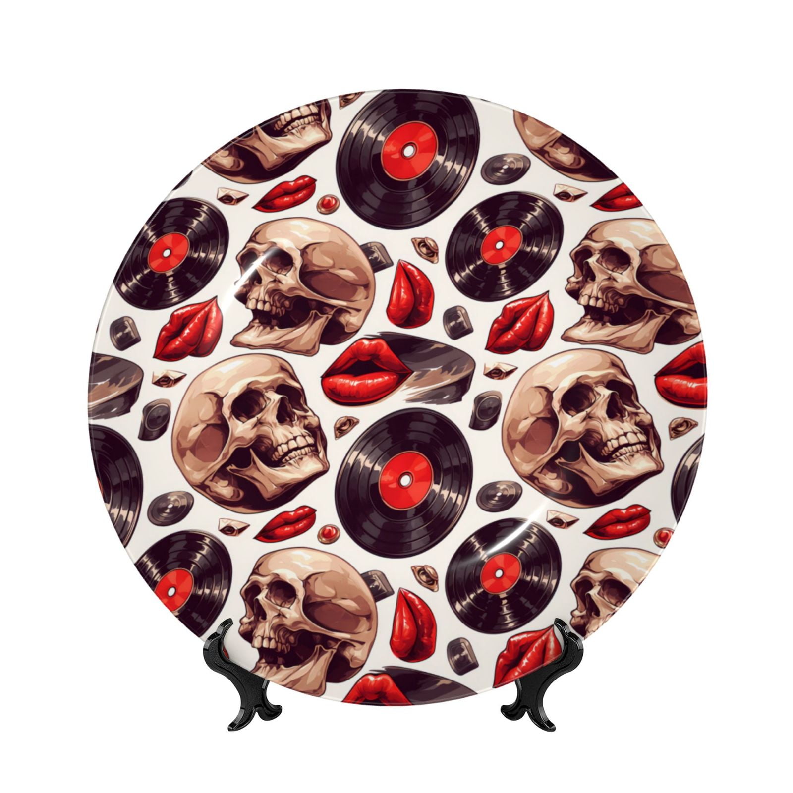 Kdxio record lips Skull Bone China Decorative Plate Ceramic Decorative ...