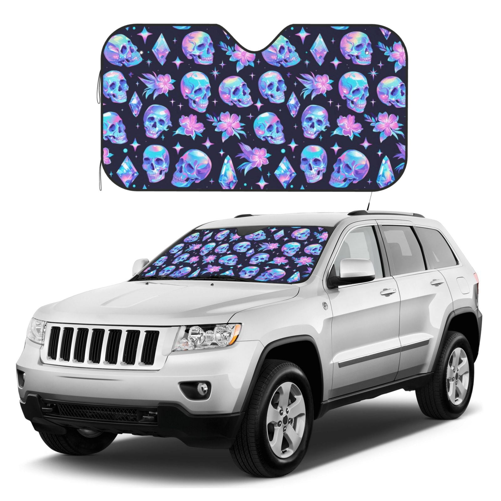 Kdxio star Skull flower crystal Print Windshield Sun Shade, Foldable ...
