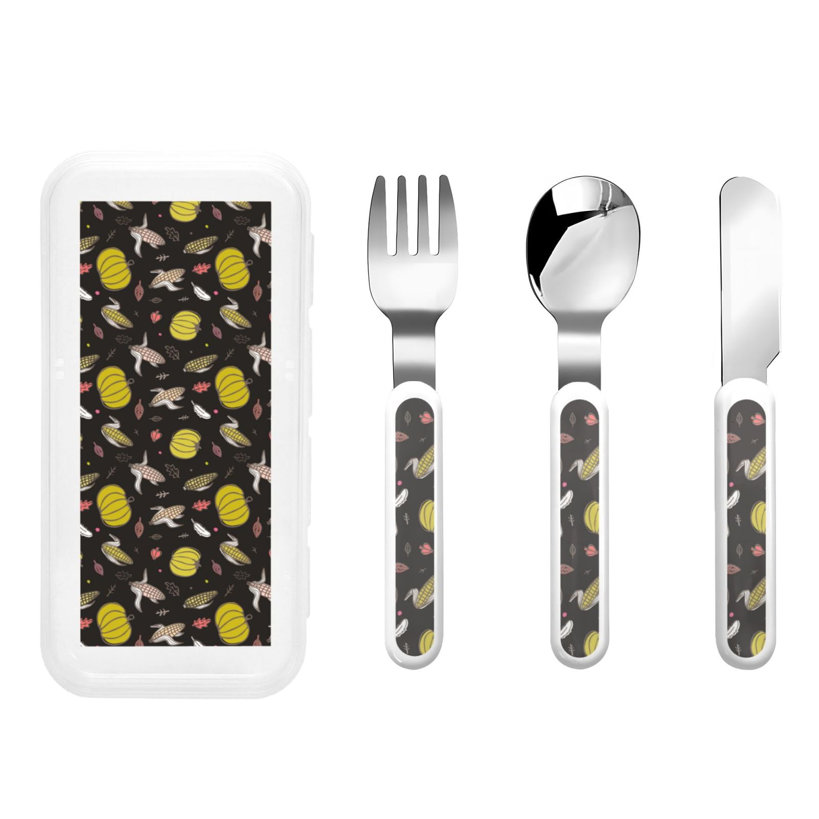 Kdxio yellow Pumpkin Corn Toddler Utensils Set - Kids Silverware Set ...