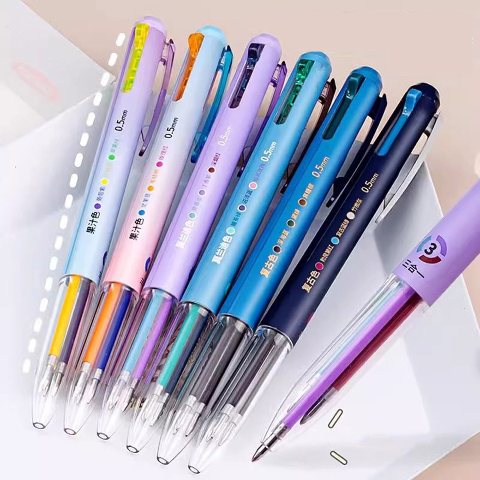 Ke1Clo 6 PCS Multicolor Pen, 3-in-1 Colored Pens Multi Color Ink Pens ...