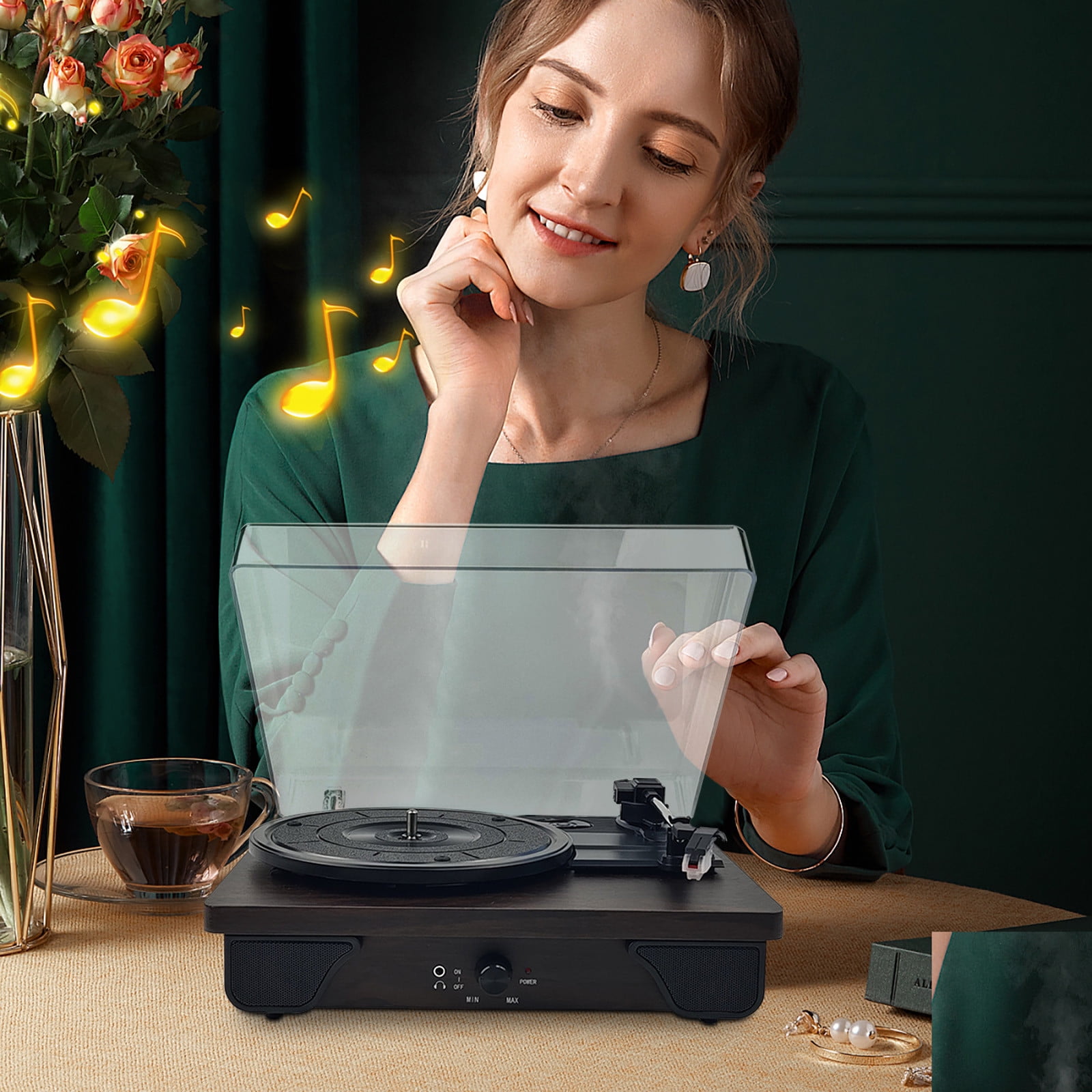 Ke1Clo Antique Wooden Vinyl Record Player Record Player Antique Vinyl ...