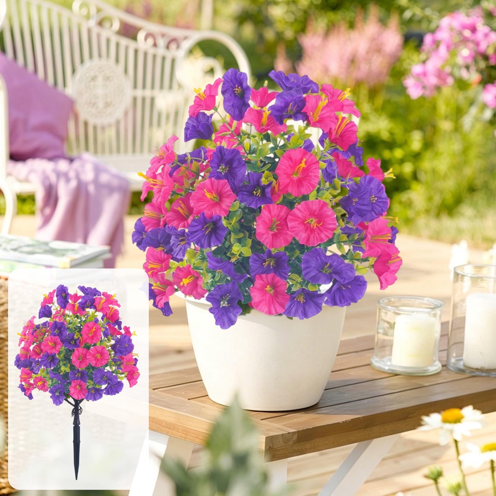 Ke1Clo Artificial Flowers Ground Planters, 15.75in Plastic Plants for ...