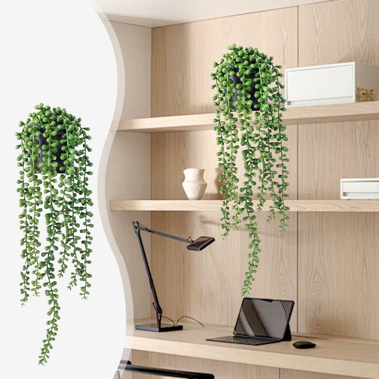 Ke1Clo Artificial Hanging Planter, Fake Green Plants for Home Decor ...