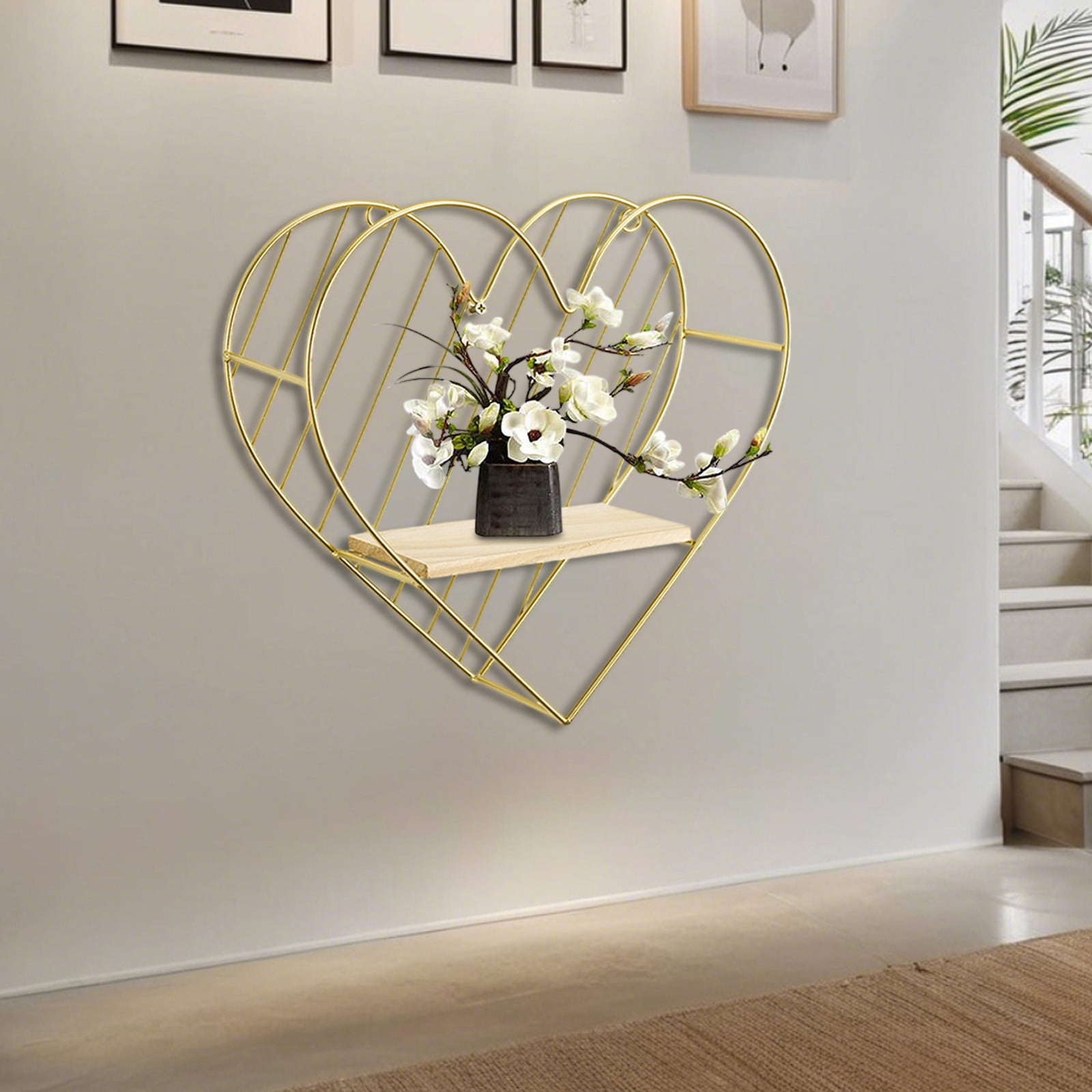 Ke1Clo No Punch Wall Hanging Shelf, Living Room Storage Rack with ...