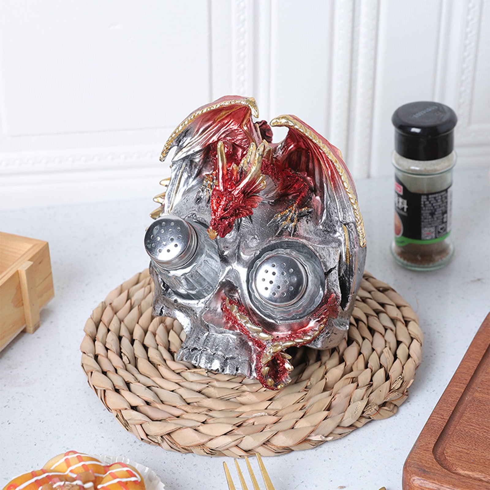 Ke1Clo Scary Evil Human Skull Salt and Pepper Shaker Set Figurine ...