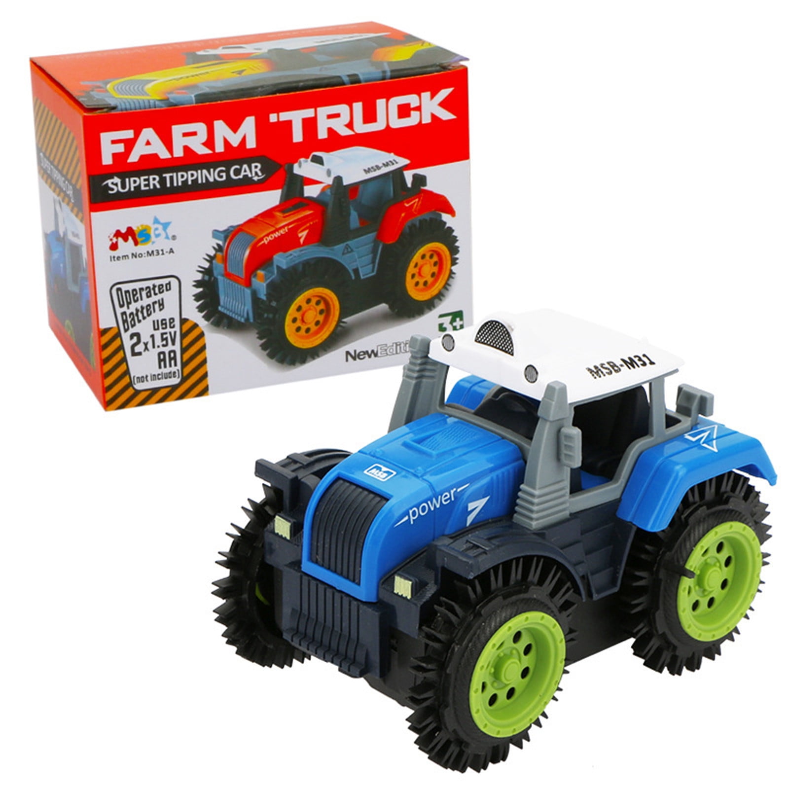 Ke1Clo Tractor Toy Farm Toys (Blue), Farm Tractor Stunt Car Flip Toy ...