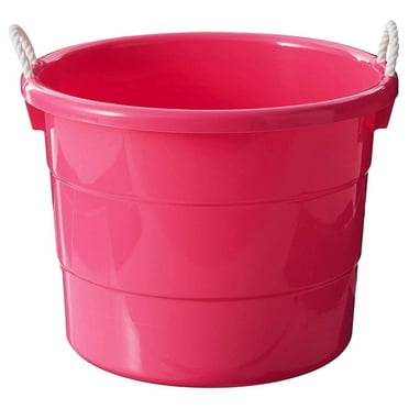 Homz® Large Round Utility 18 Gallon Plastic Rope-Handled Storage Tub ...