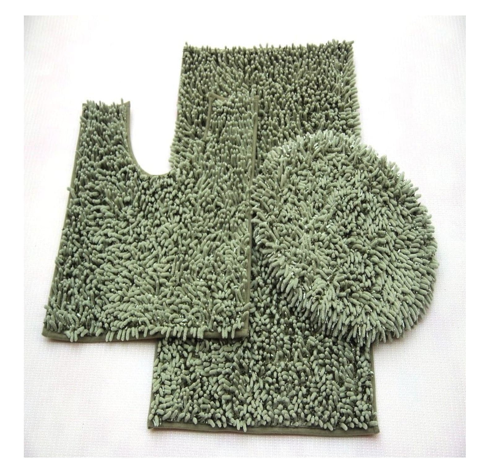 KeLiang 3-Piece Ultra-Soft Shiny Chenille Mixed Microfiber Bath Mats ...