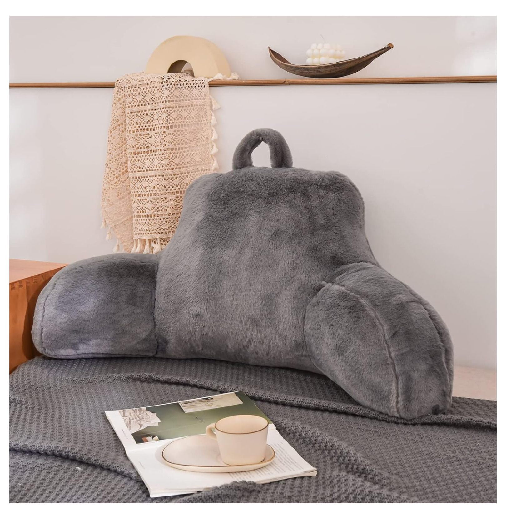 KeLiang Faux Fur Reading Pillow Bed Wedge Large Adult Children Backrest ...