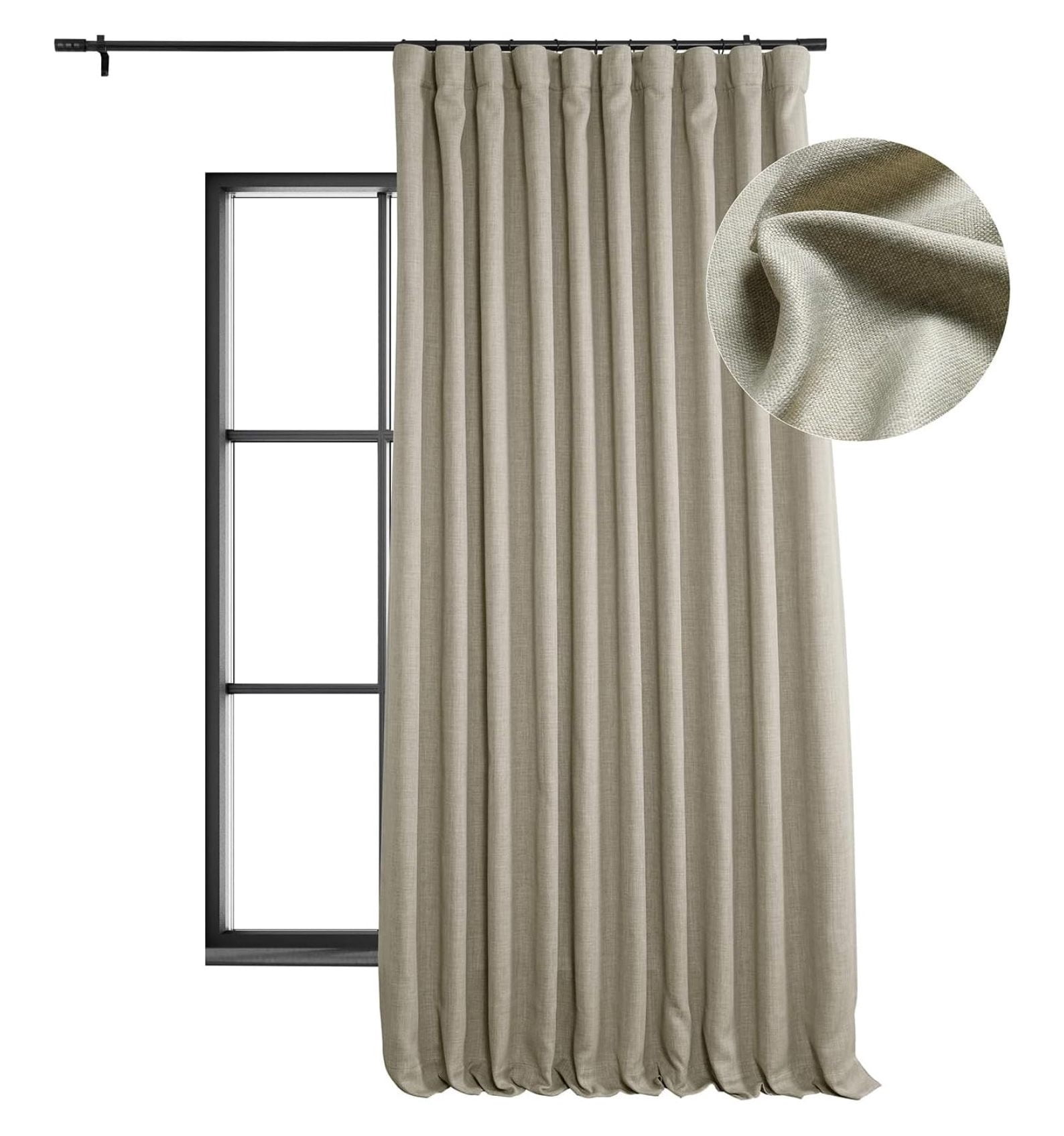 KeLiang Faux Linen Room Darkening Curtains - 96 Inches Long Extra Wide ...