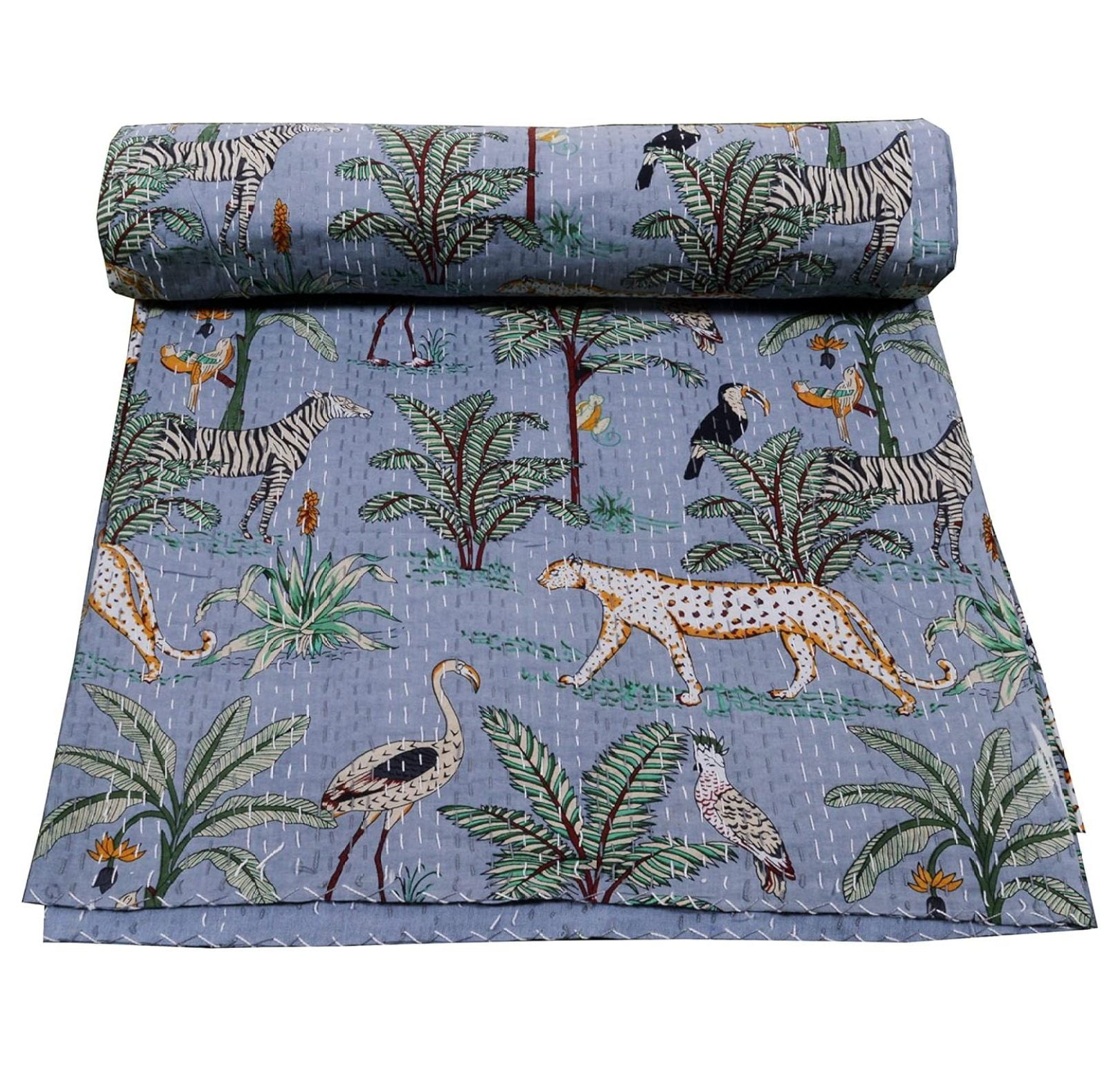 KeLiang Indian Handmade Kantha Quilt Hand Block Animal Print Kantha ...