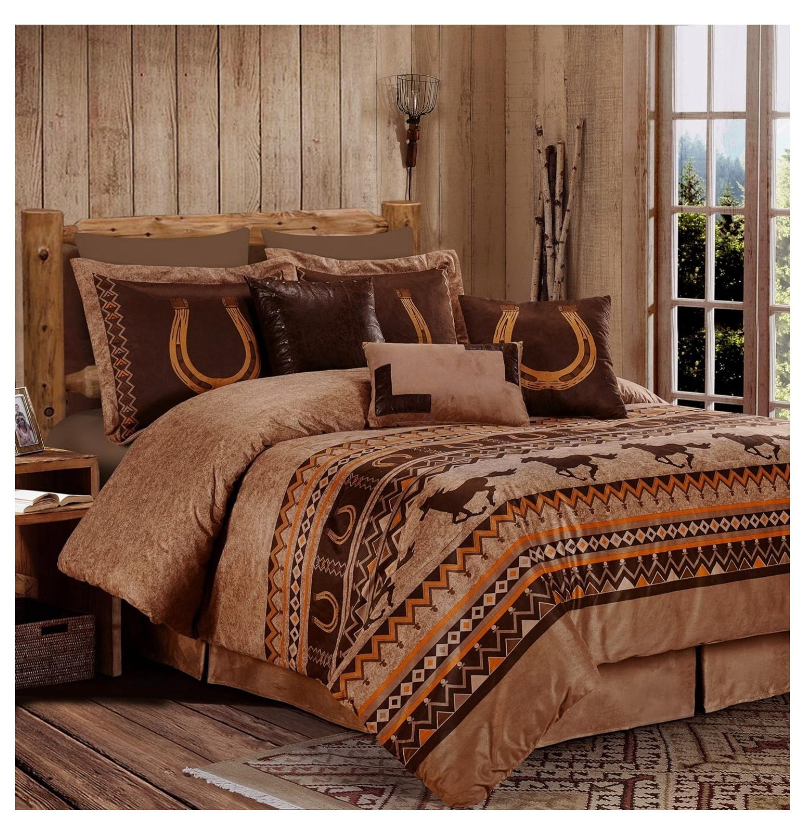 KeLiang Sedona 7-Piece Southwestern Wild Horses Microsuede Bedding ...