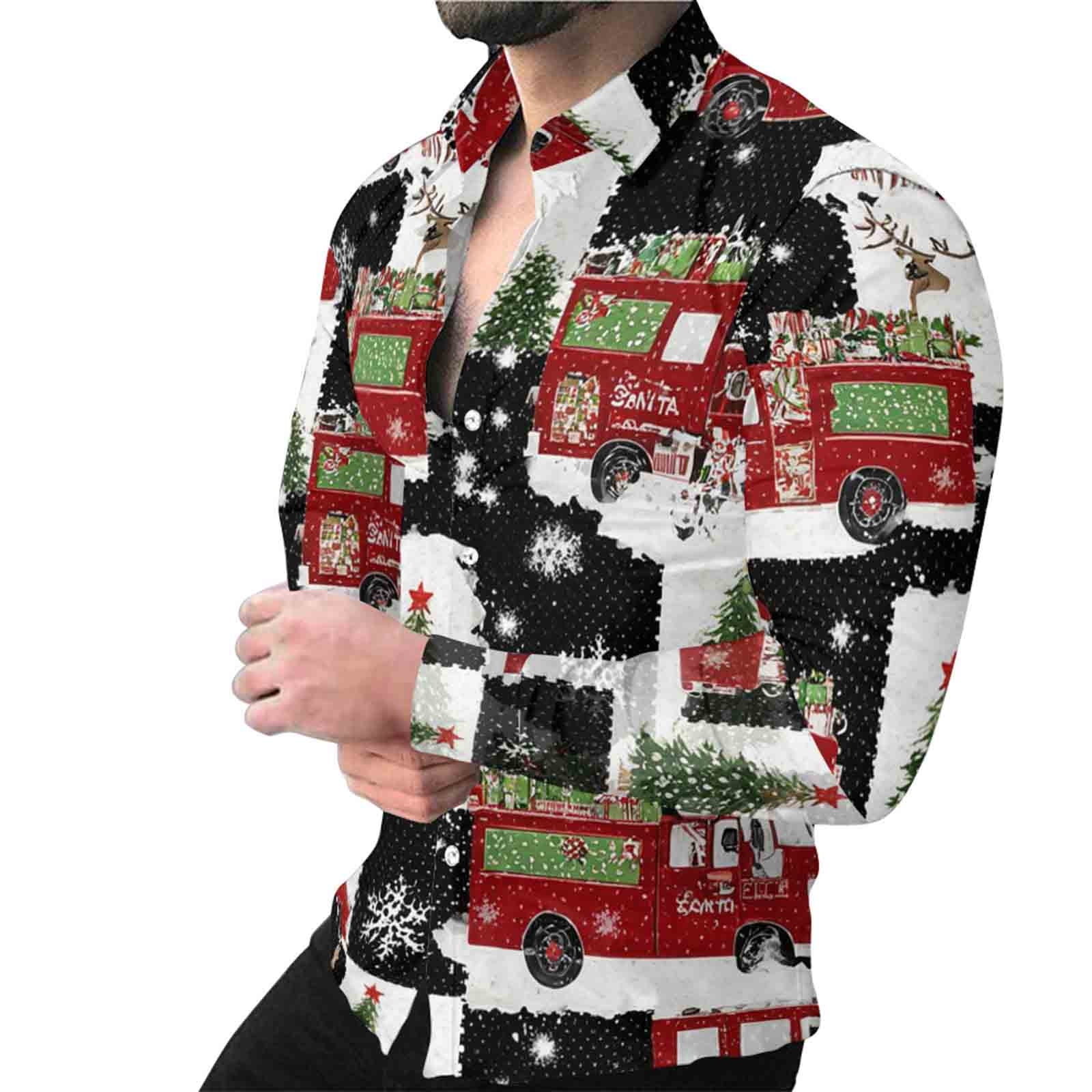 KeShDi Christmas Shirts for Men Christmas Shirt for Men Long Sleeve ...